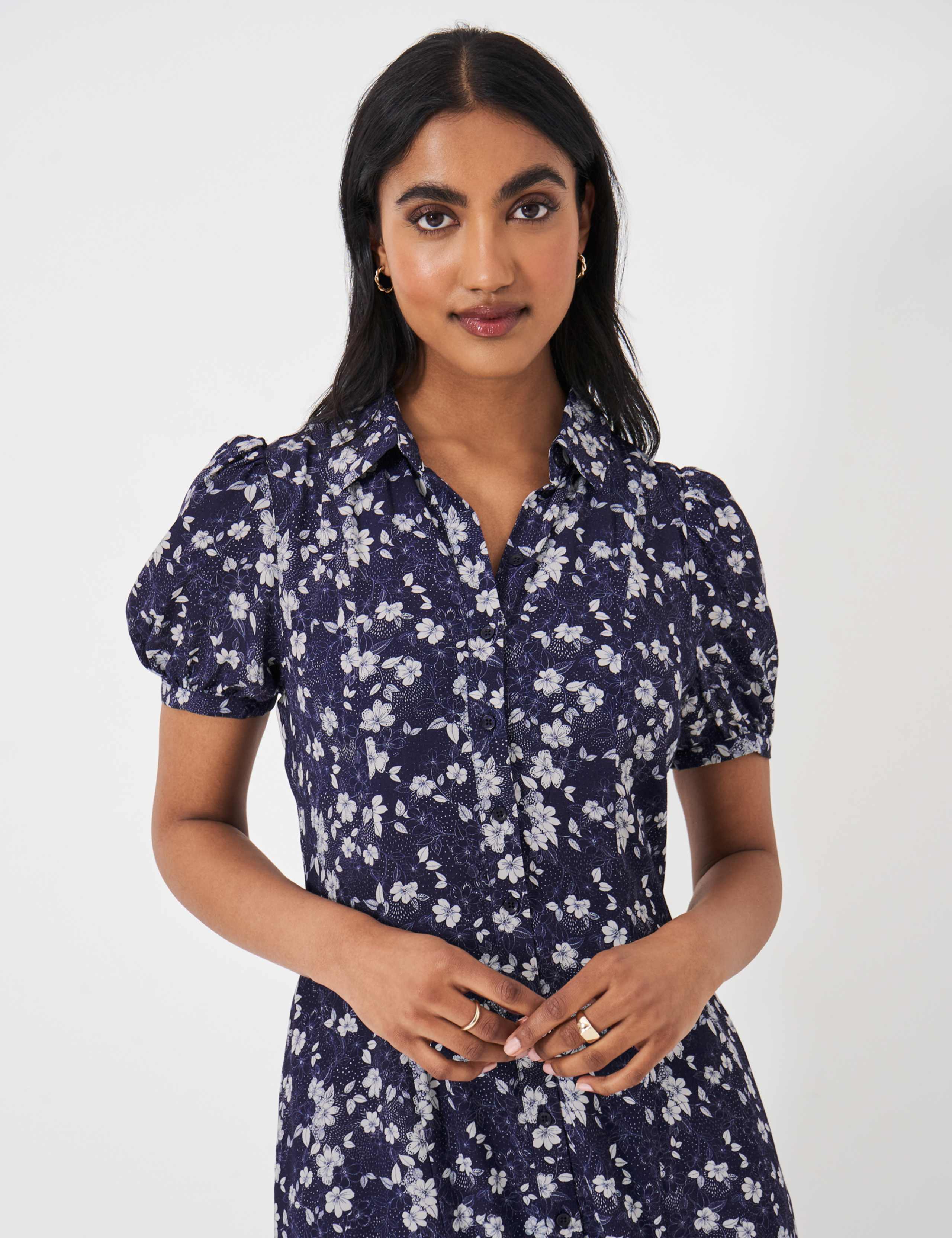 Floral Puff Sleeve Midi Shirt Dress | Crew Clothing | M&S