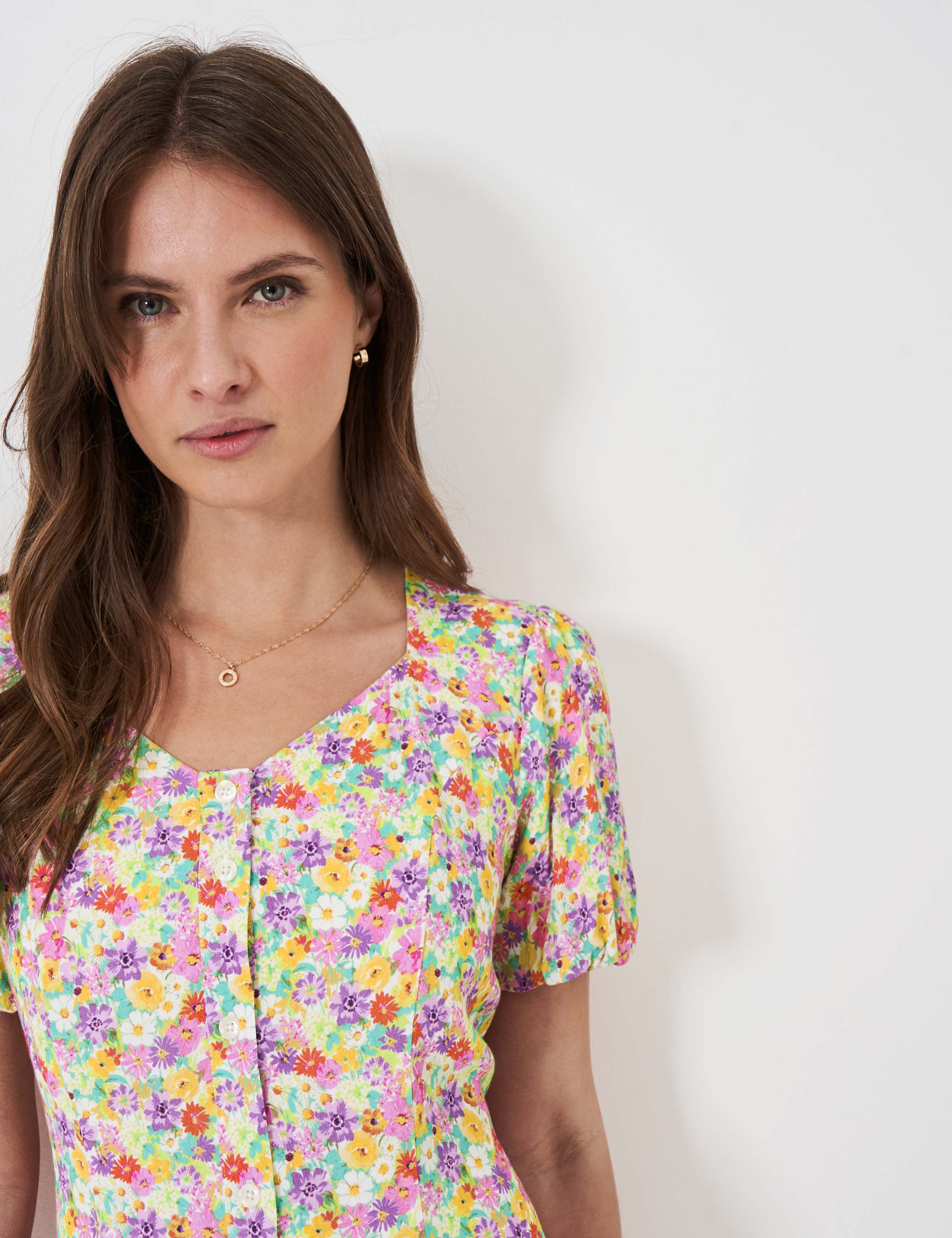 Floral Puff Sleeve Midi Tea Dress | Crew Clothing | M&S