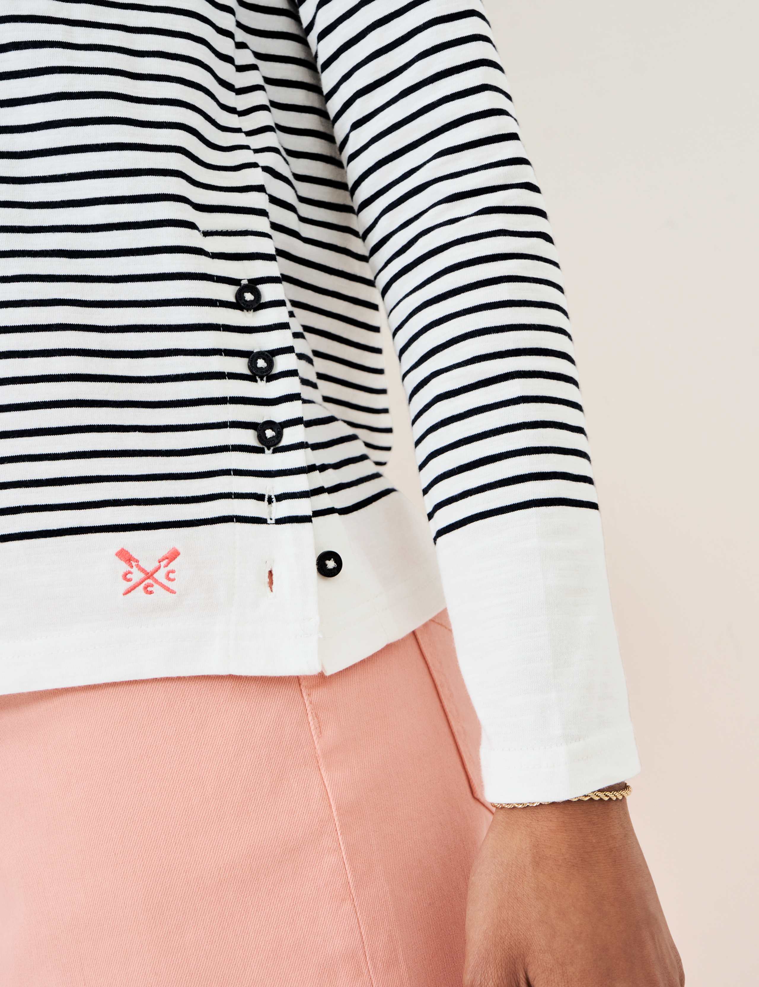 Striped Button Detail Top | Crew Clothing | M&S
