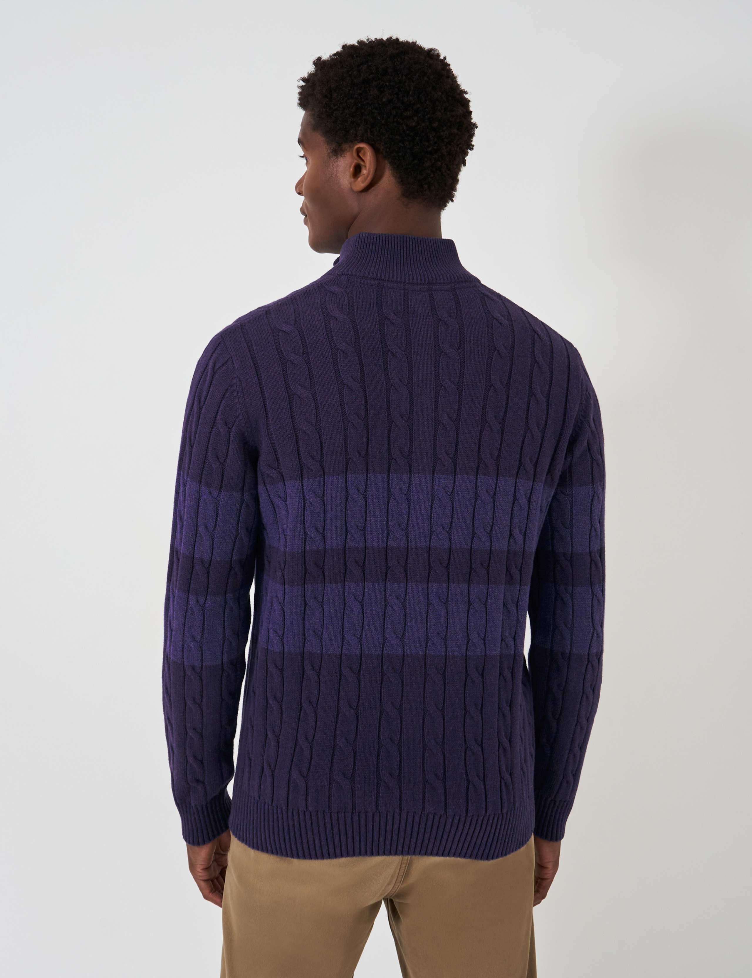 Pure Cotton Block Striped Half Zip Jumper | Crew Clothing | M&S