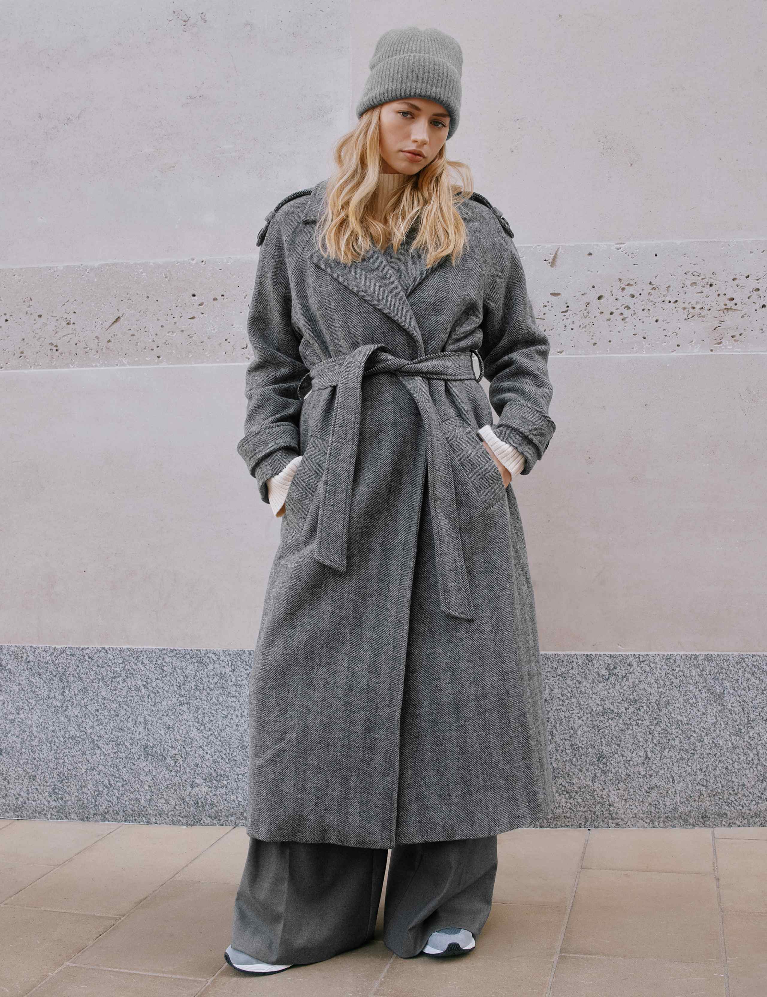Wool Blend Herringbone Overcoat | Albaray | M&S