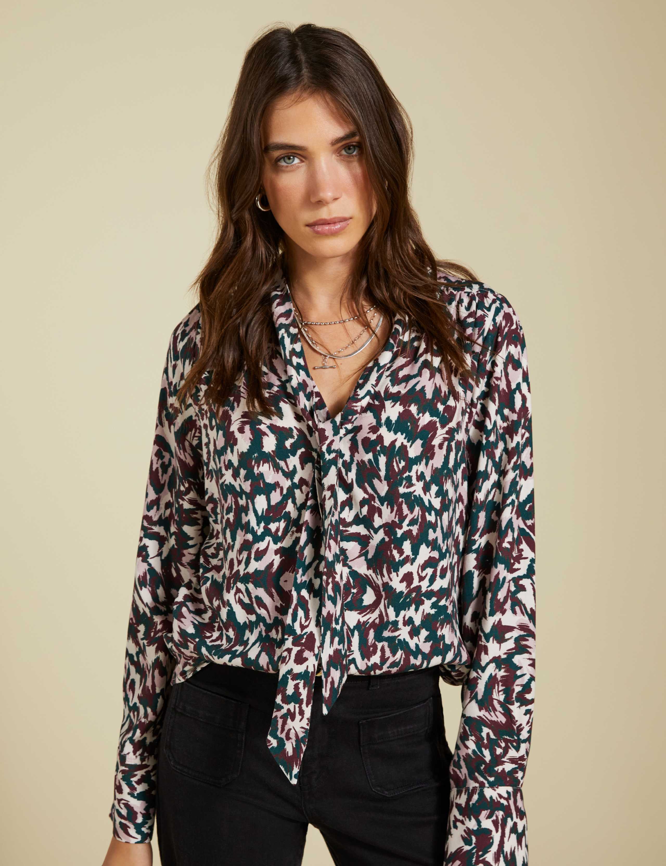 Printed Tie Neck Blouse | BAUKJEN | M&S