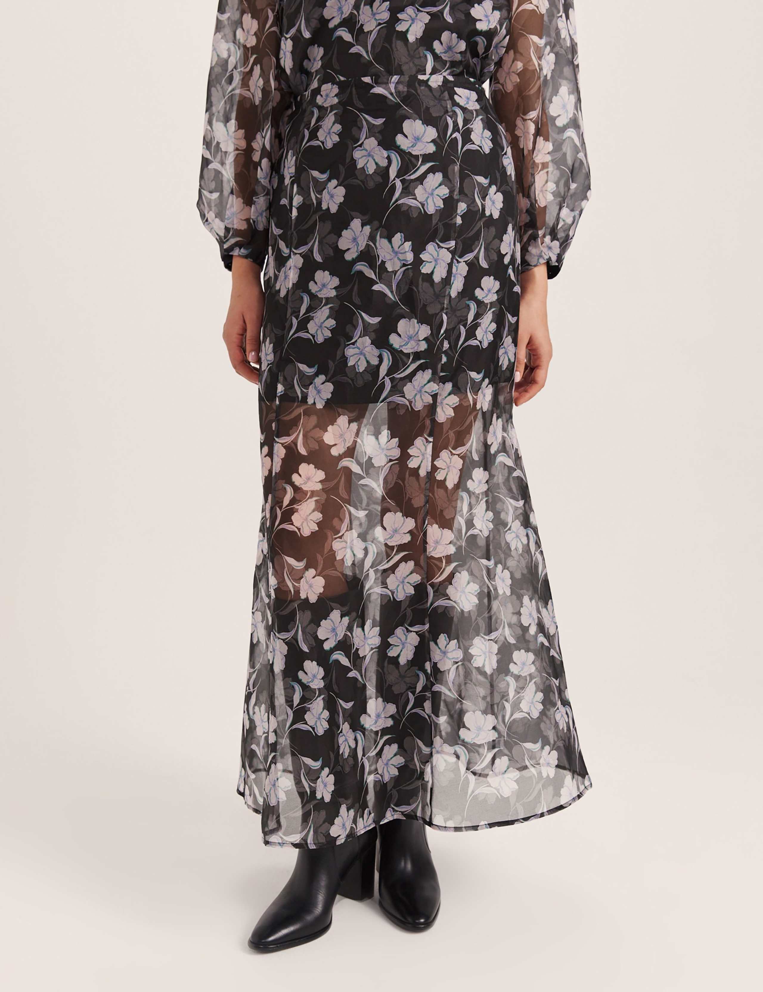 Pure Silk Floral Midaxi A-Line Skirt | SABA | M&S