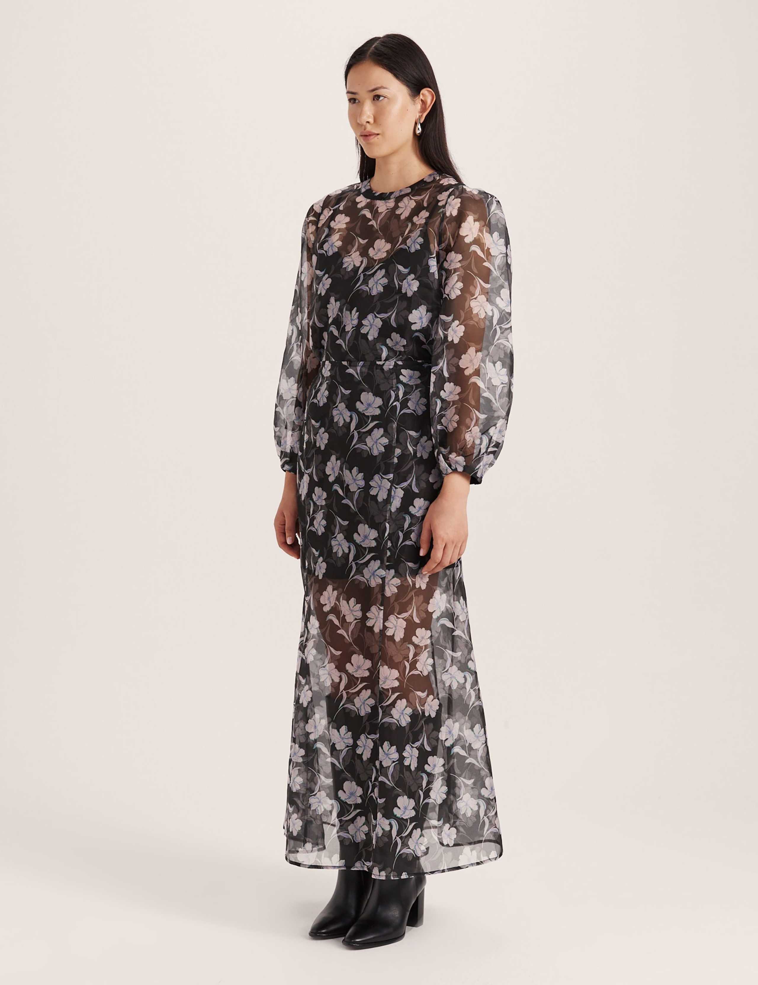 Pure Silk Floral Midaxi A-Line Skirt | SABA | M&S