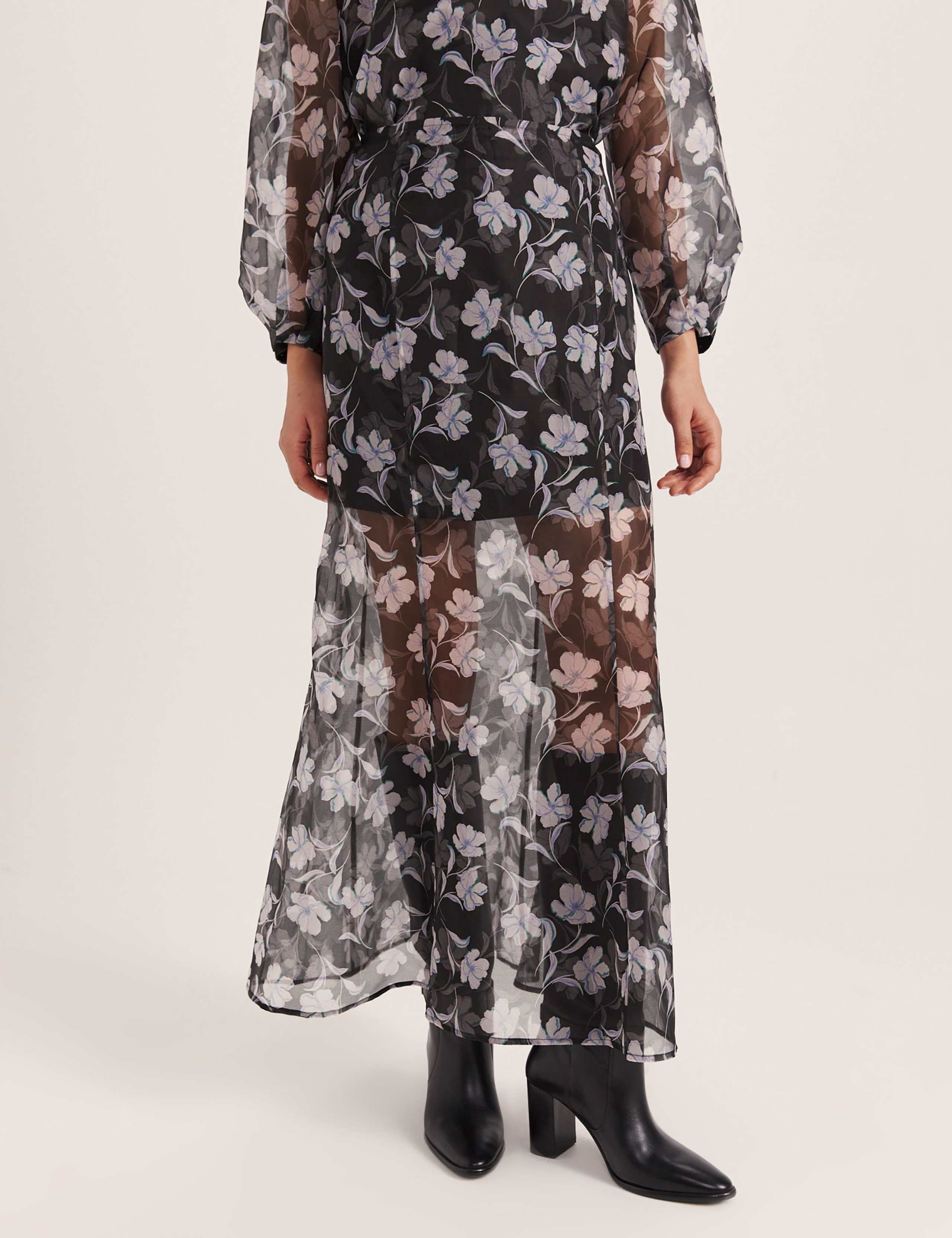 Pure Silk Floral Midaxi A-Line Skirt | SABA | M&S