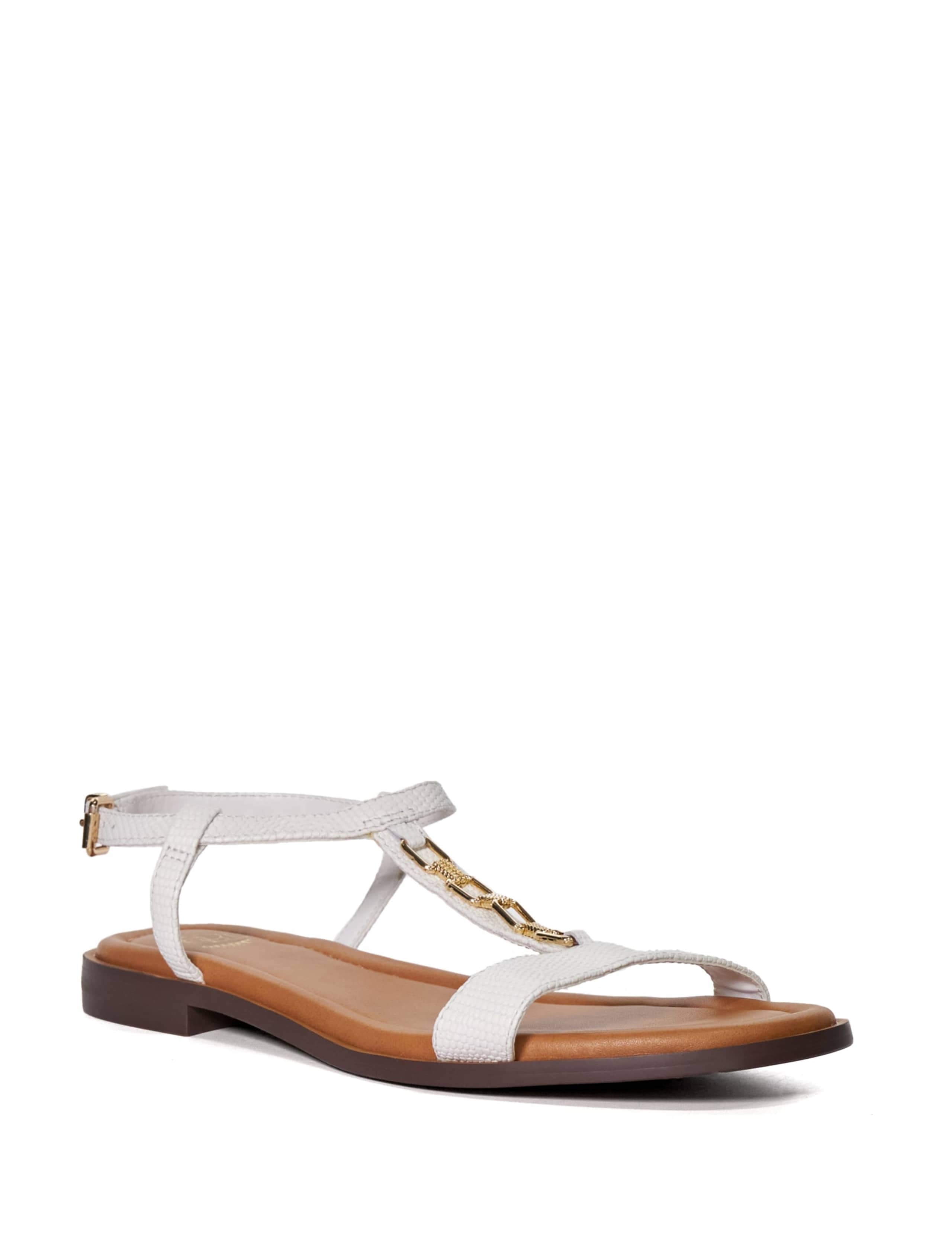 Leather Chain Detail T Bar Flat Sandals | Dune London | M&S