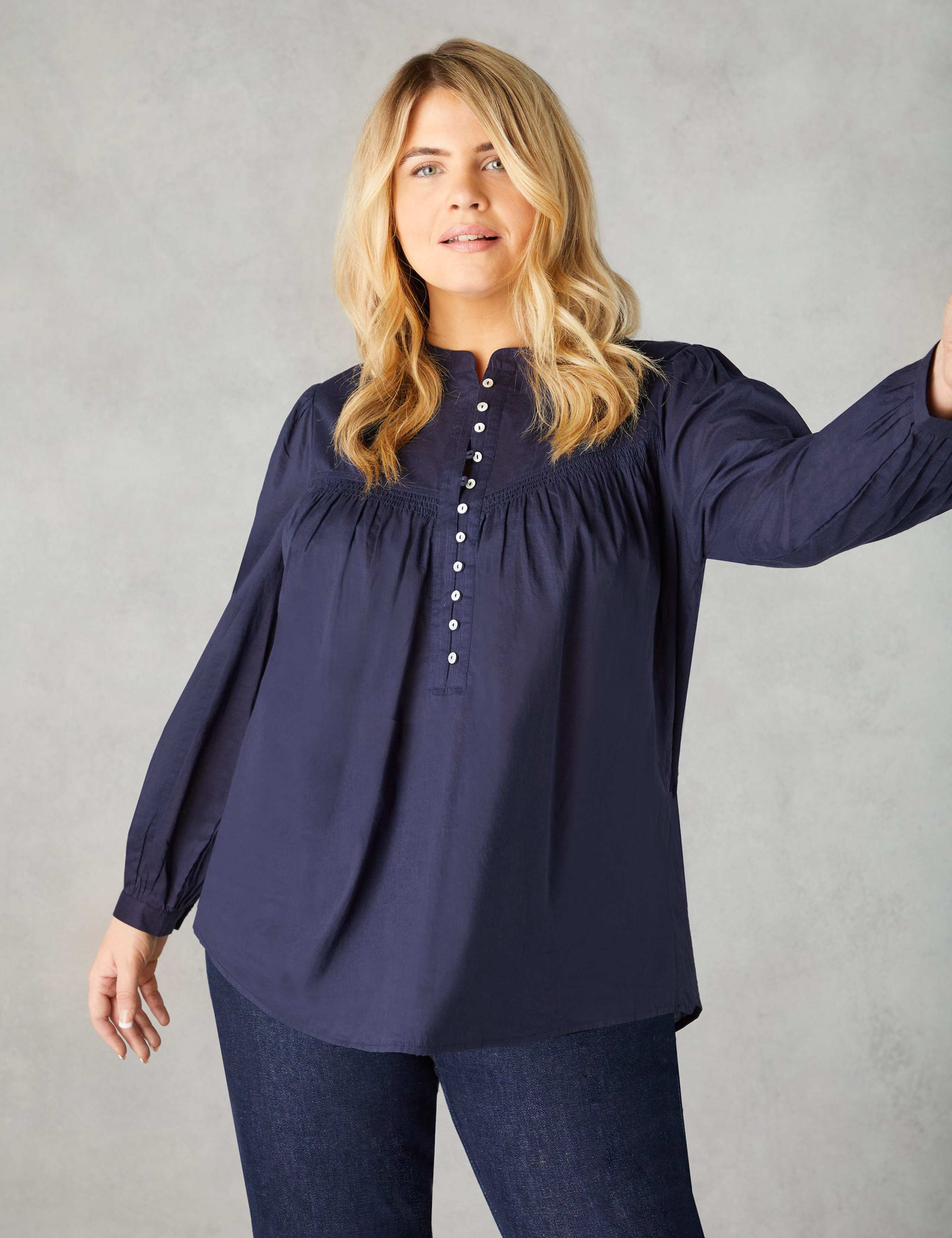 Pure Cotton Button Detail Blouse | Live Unlimited London | M&S