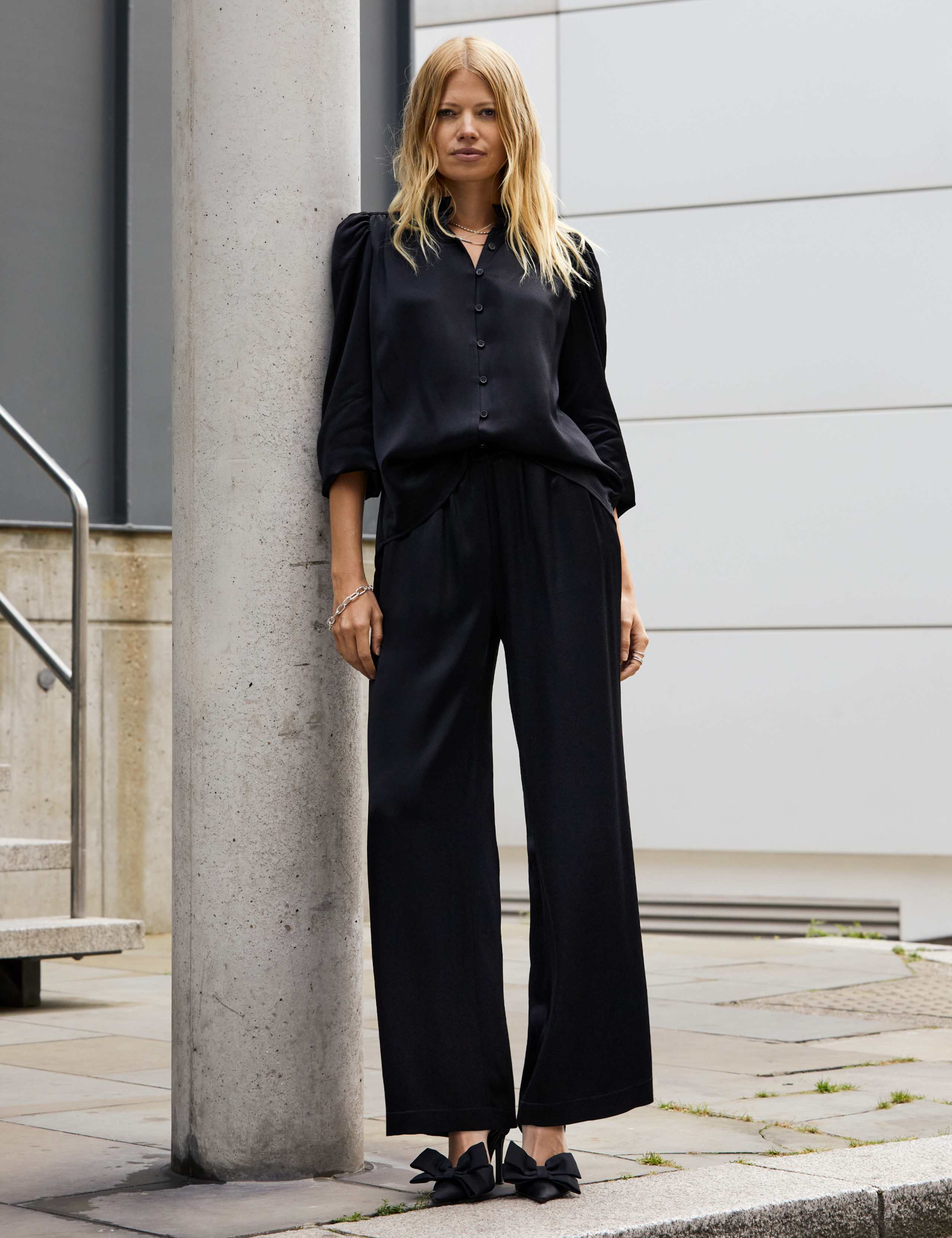 Satin Frill Neck Button Through Blouse | BAUKJEN | M&S