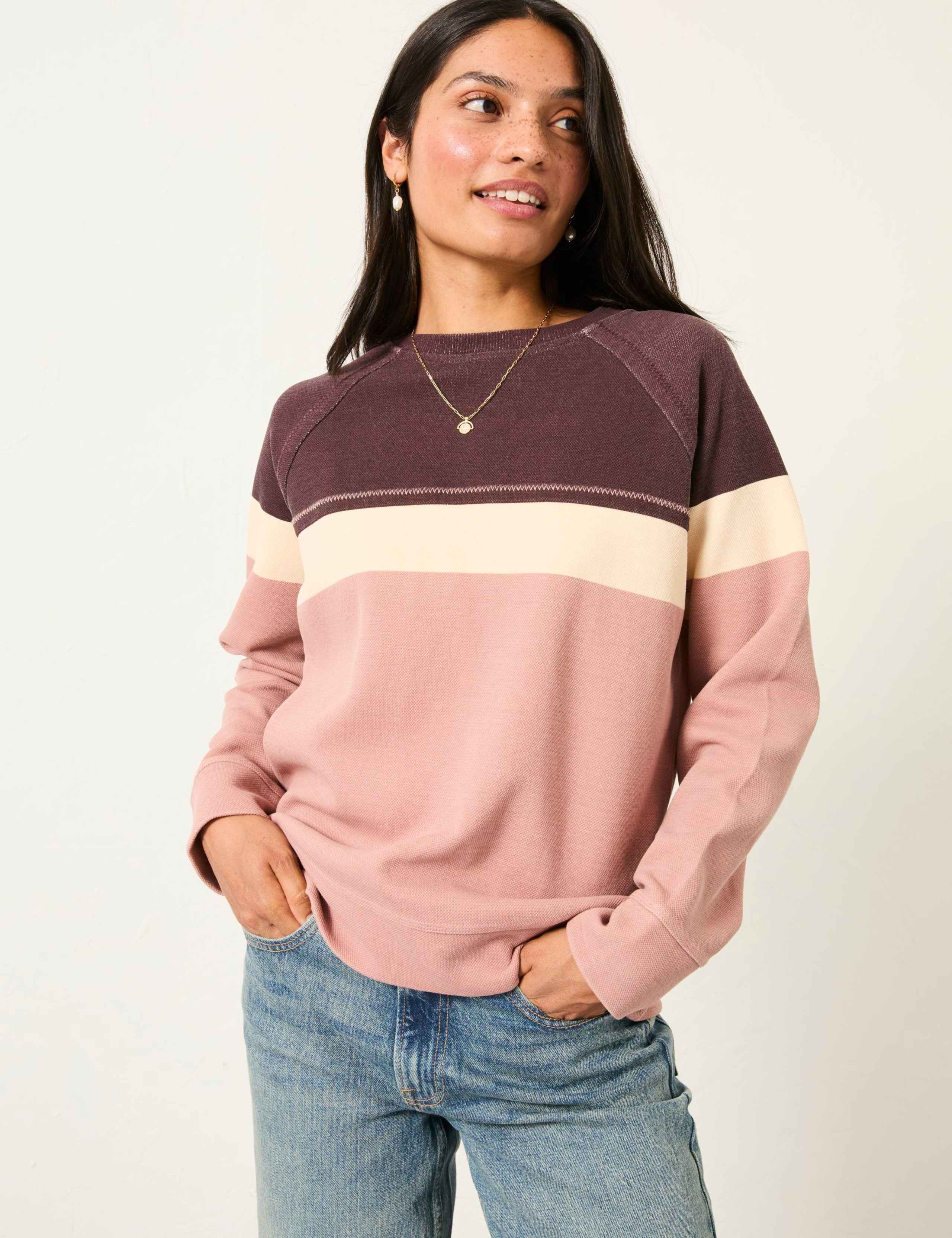 Pure Cotton Colour Block Textured Sweatshirt | FatFace | M&S