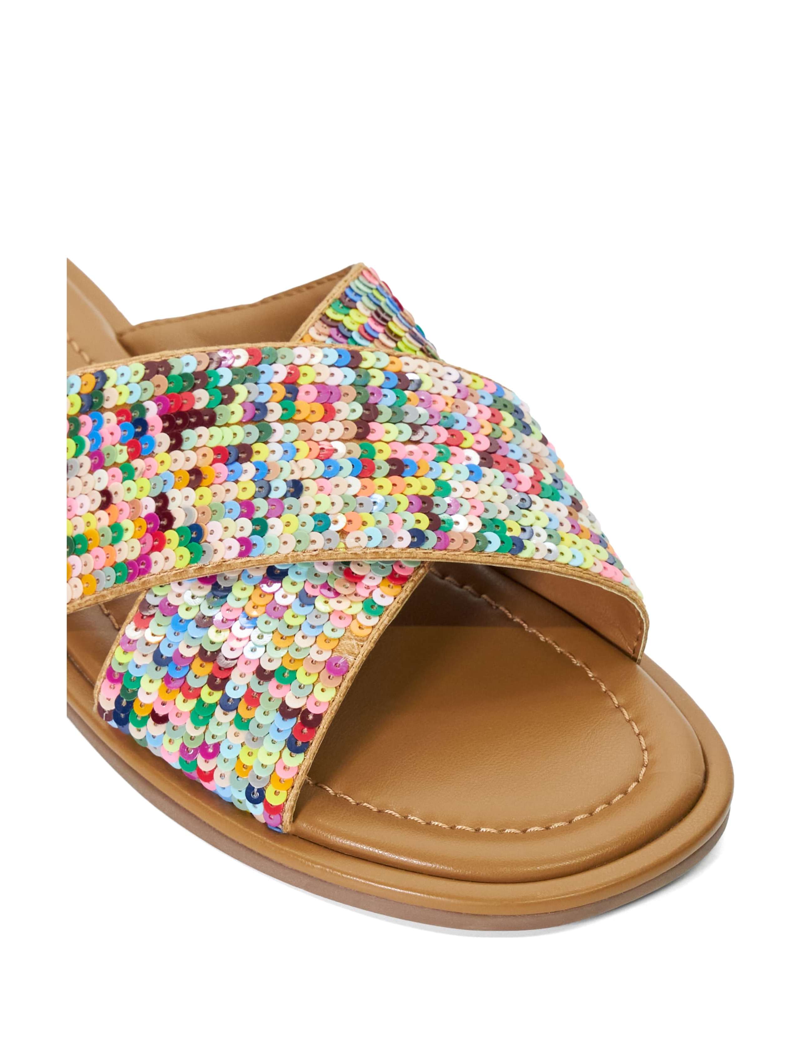 Sequin Crossover Flat Sliders | Dune London | M&S