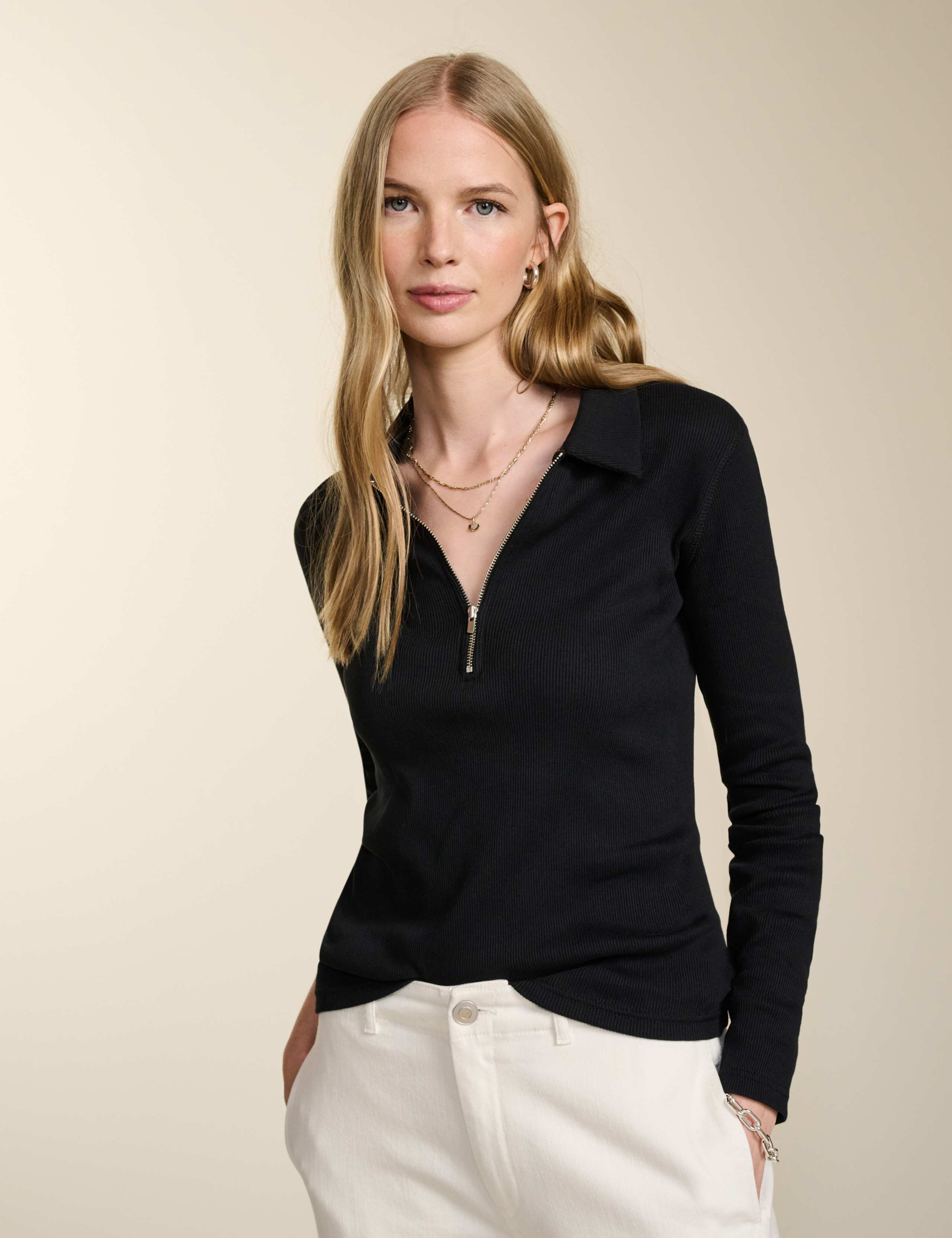 Pure Cotton Ribbed Half Zip Top | BAUKJEN | M&S