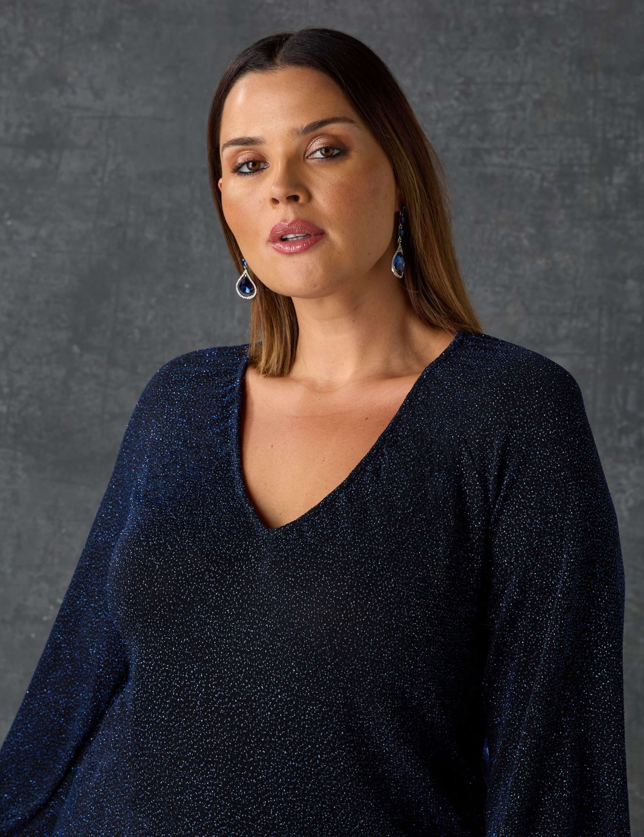 Sparkly Jersey V-Neck Top | Live Unlimited London | M&S