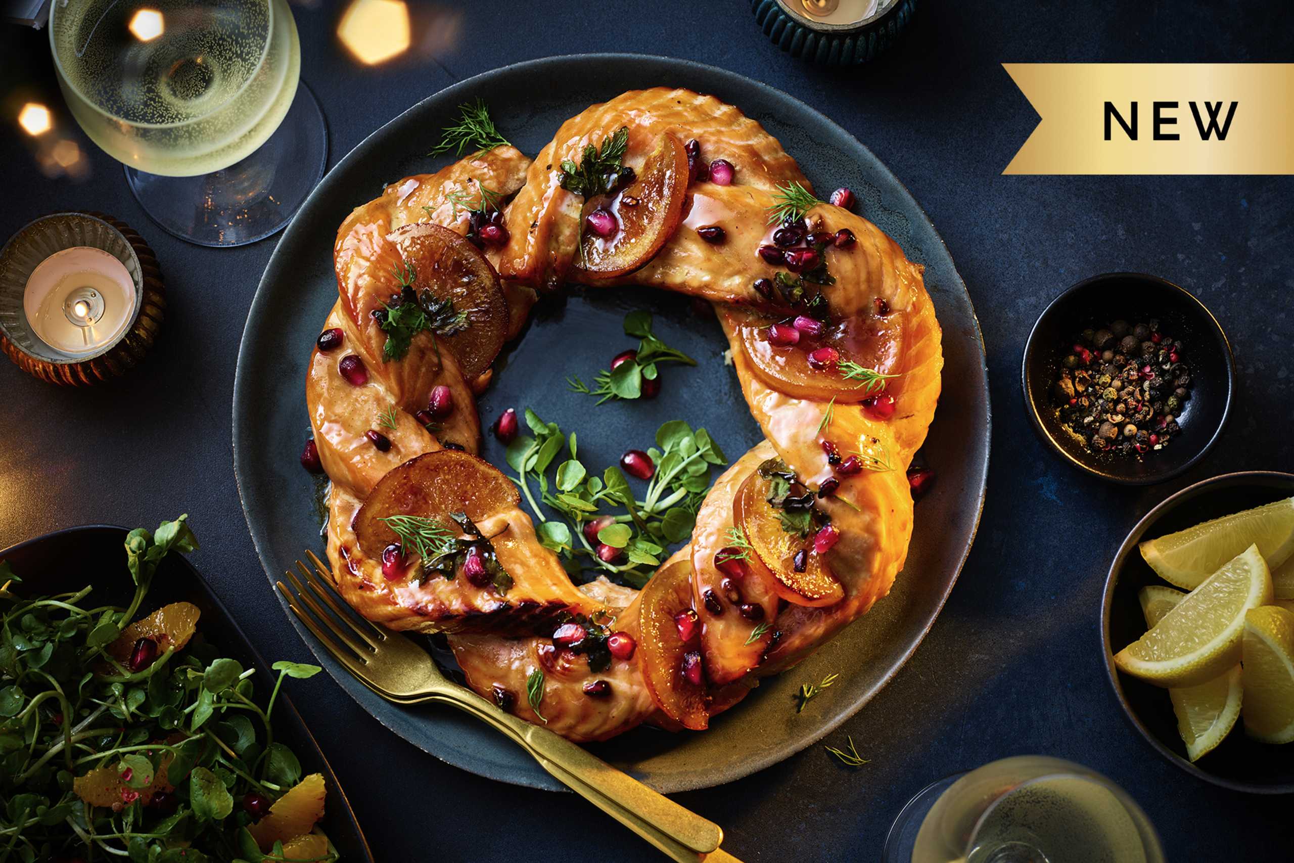 Collection Lightly Smoked Salmon Wreath with Honey, Pomegranate ...