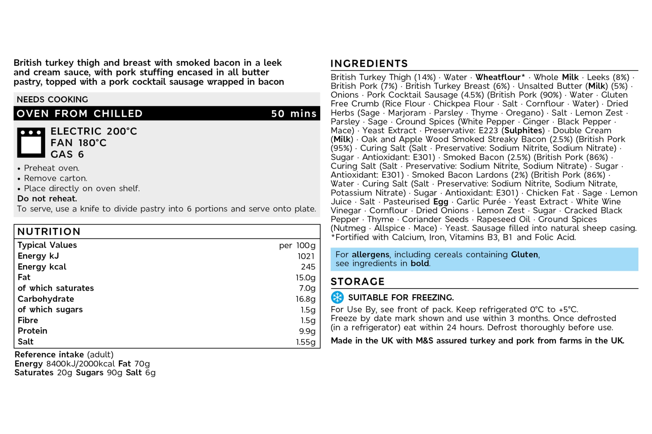 Collection Handcrafted Turkey & Stuffing Pie (Serves 6) | M&S