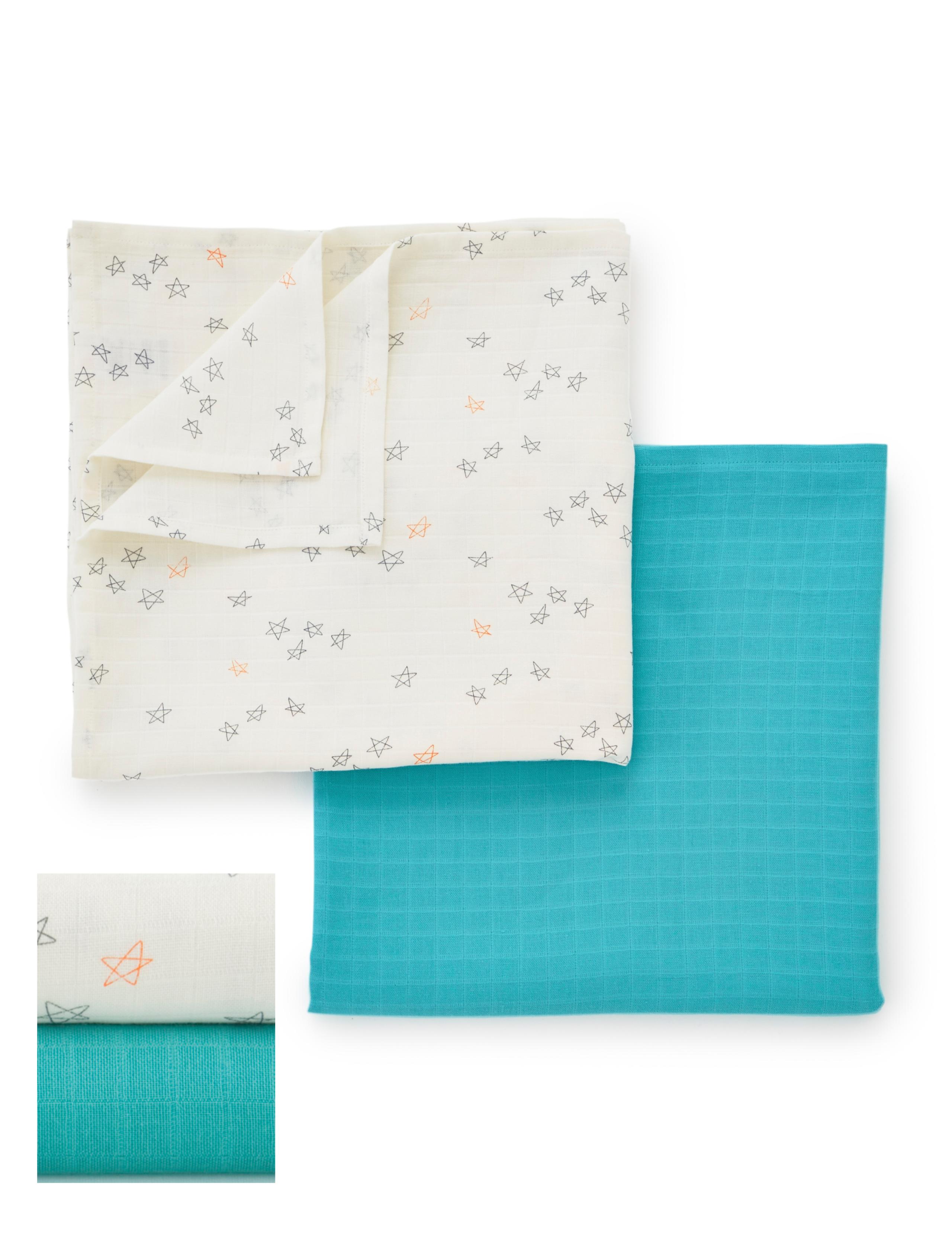 2 Pack Large Star and Plain Muslin Squares | M&S