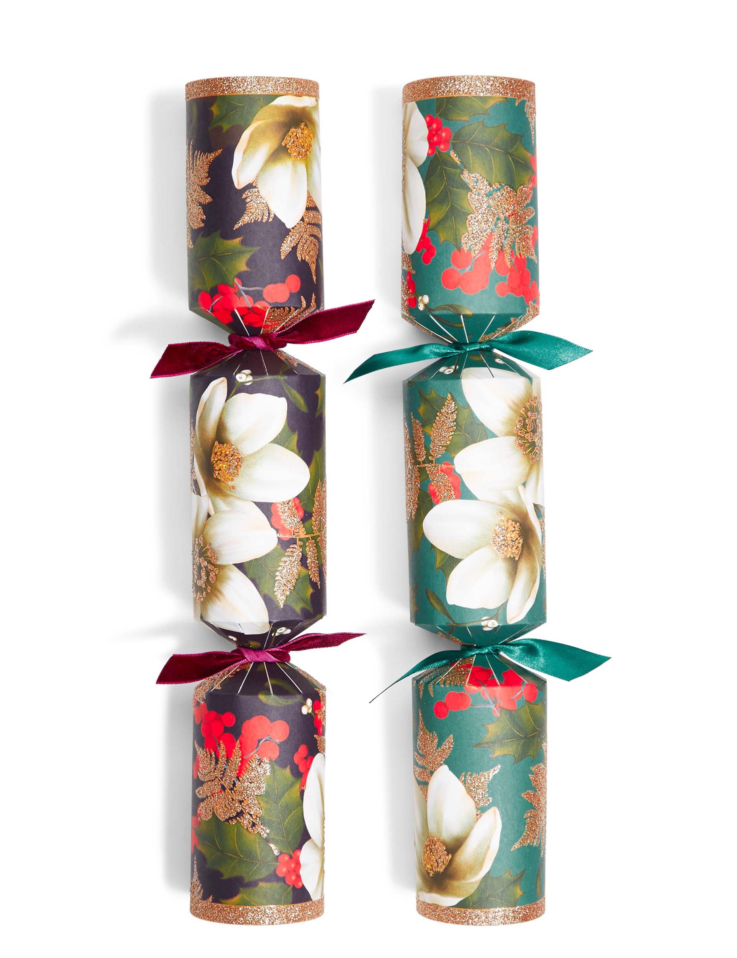 Festive Opulence Purple & Teal Floral Christmas Crackers | M&S
