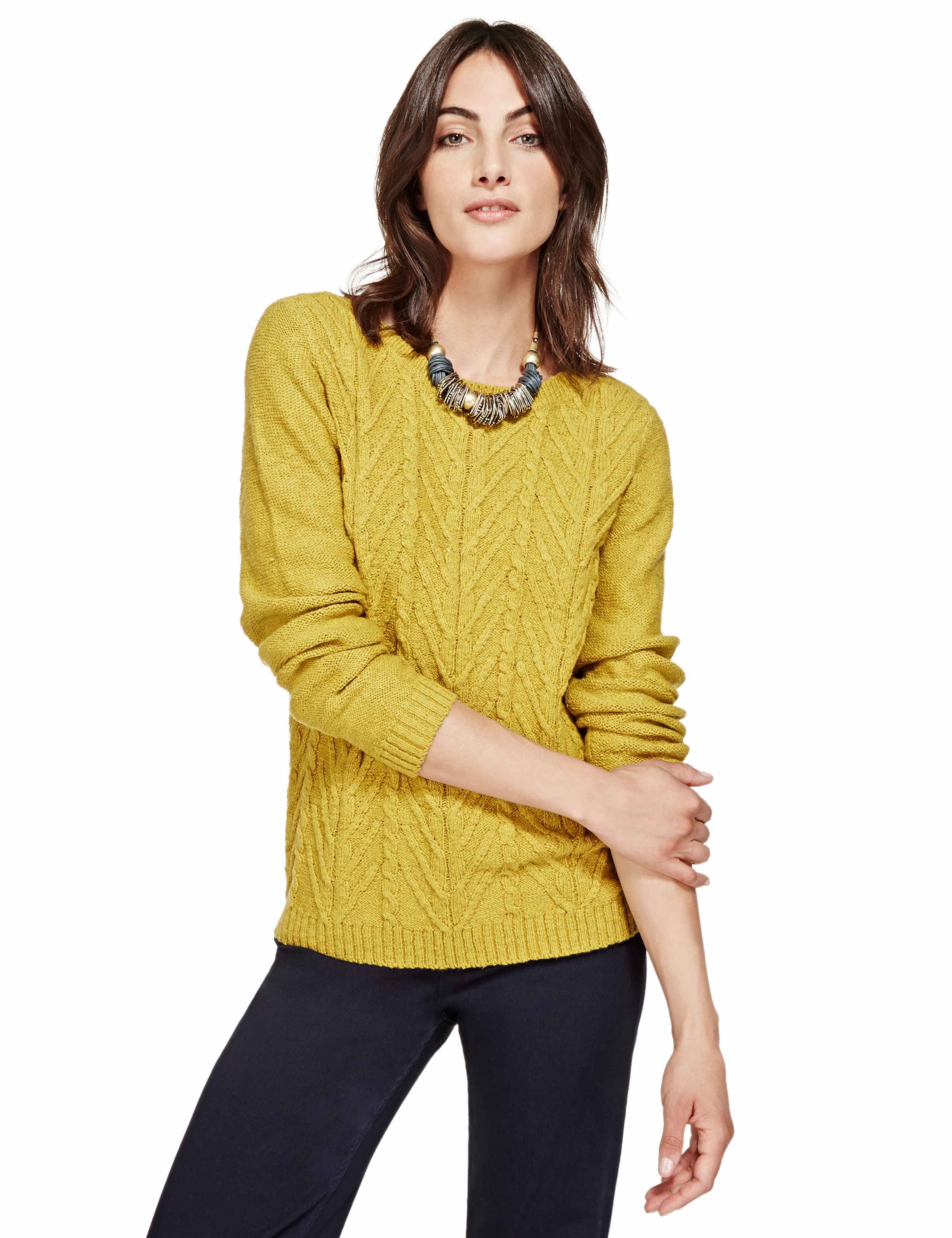 Cable Knit Slub Jumper | Per Una | M&S