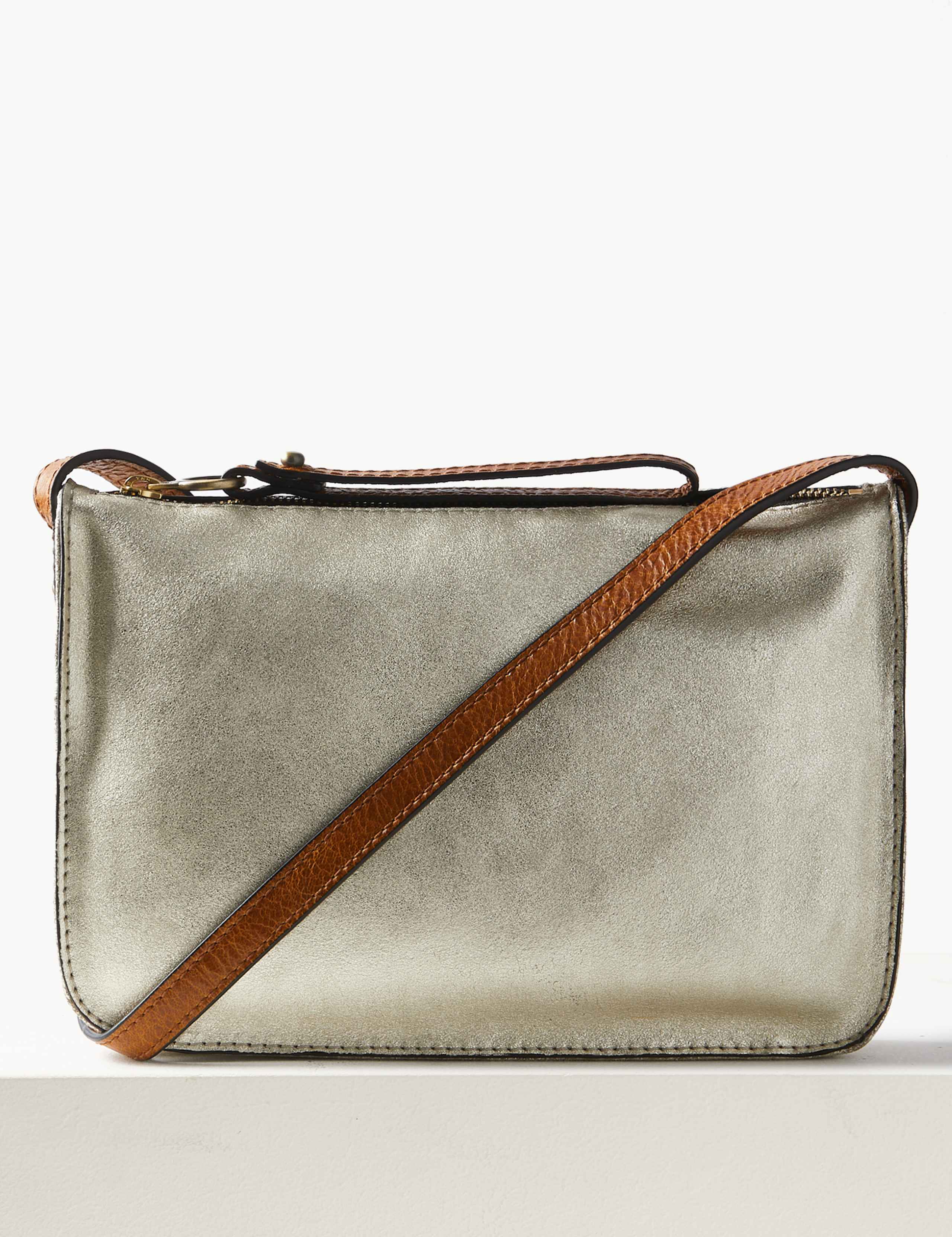 Leather Metallic Cross Body Bag | M&S Collection | M&S IE