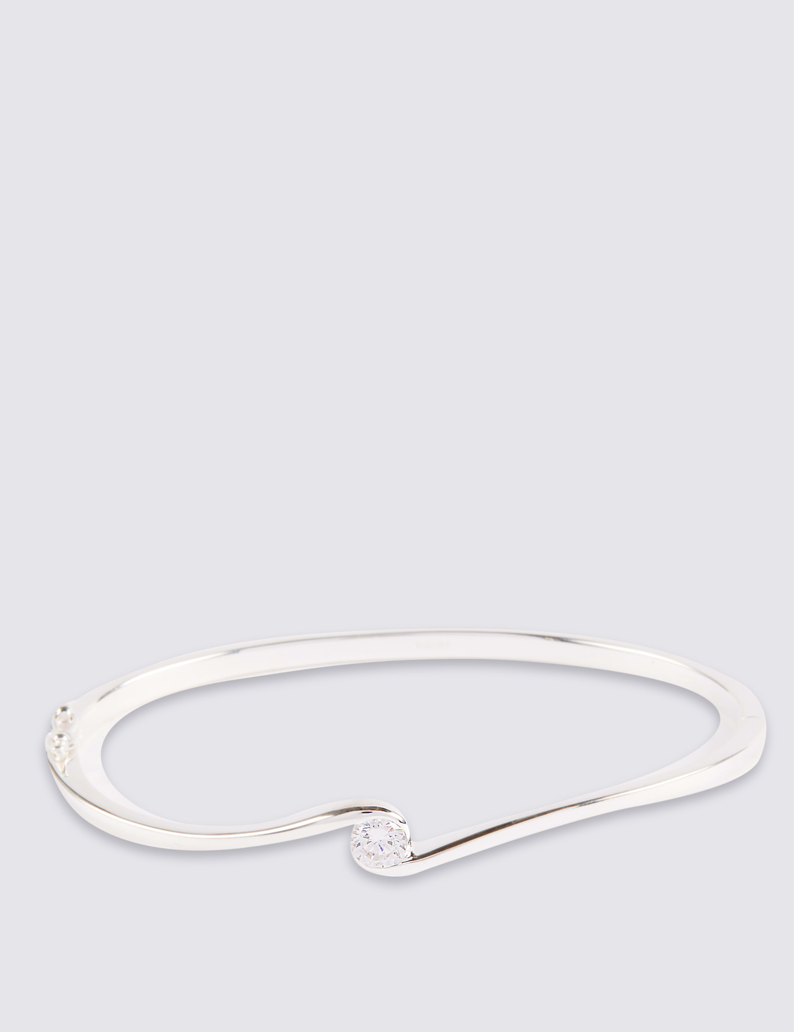 Sterling Silver Wave Bangle with Cubic Zirconia | M&S Collection | M&S IE