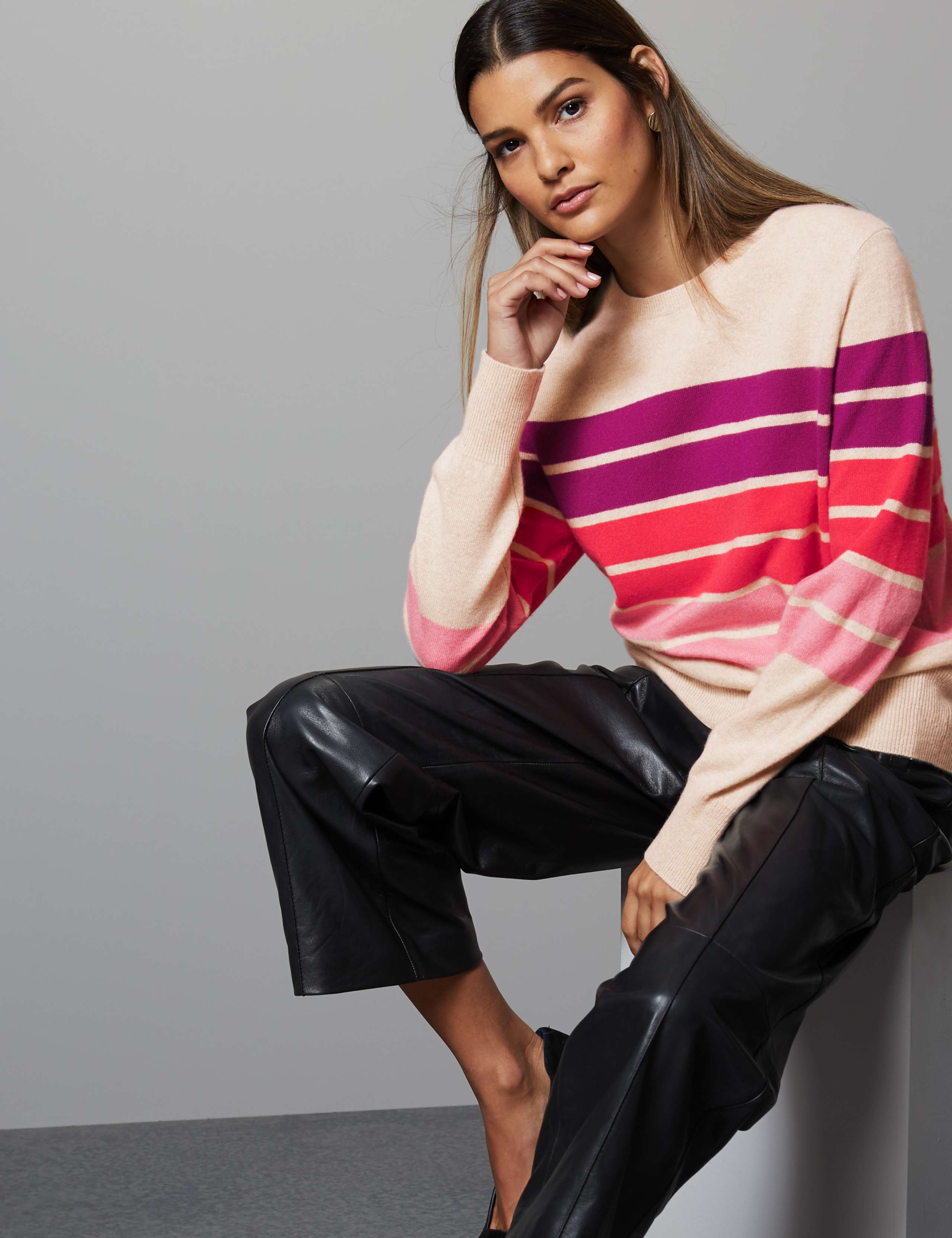 Pure Cashmere Colour Block Jumper | Autograph | M&S IE