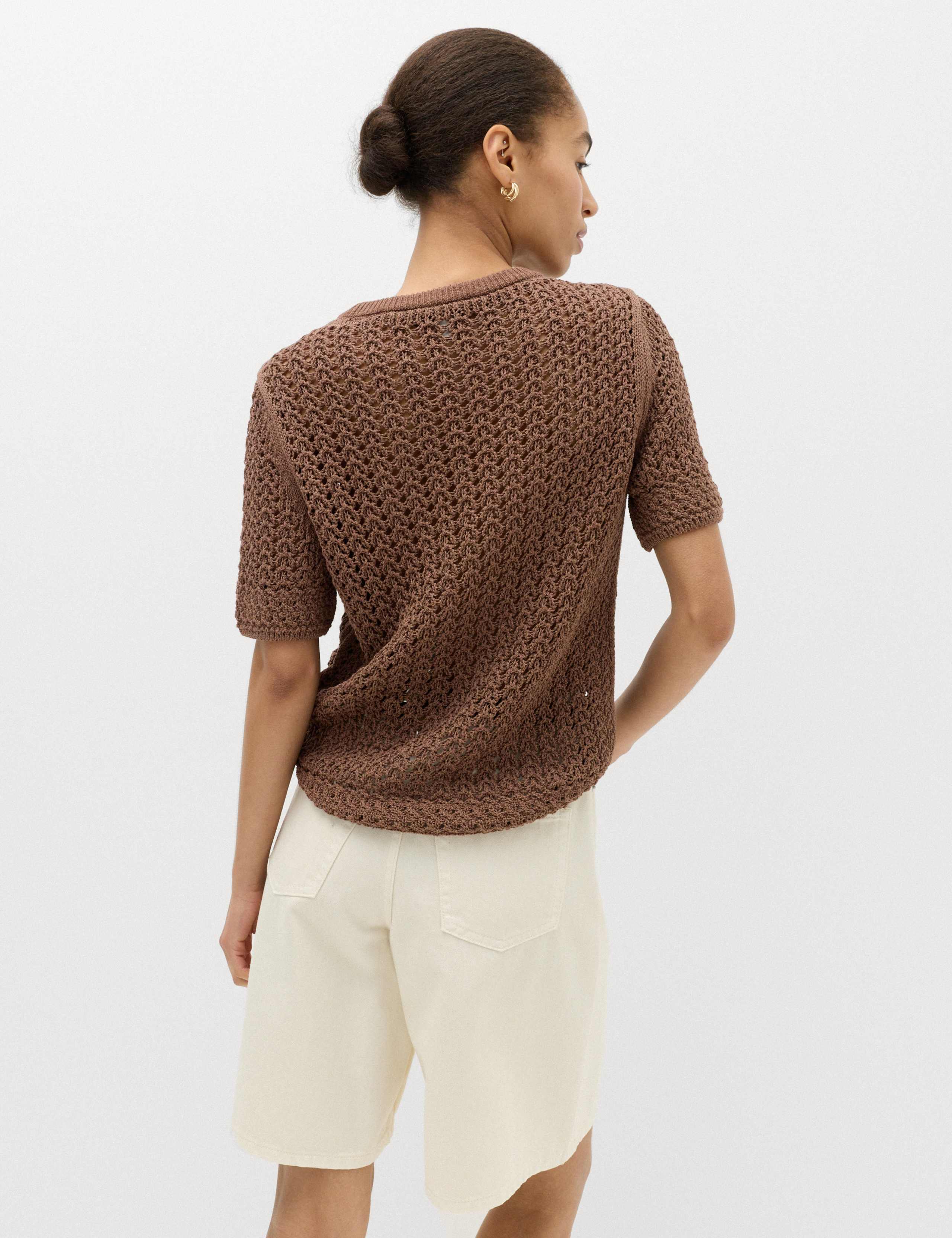 Cotton Blend Textured Knitted Top | M&S IE