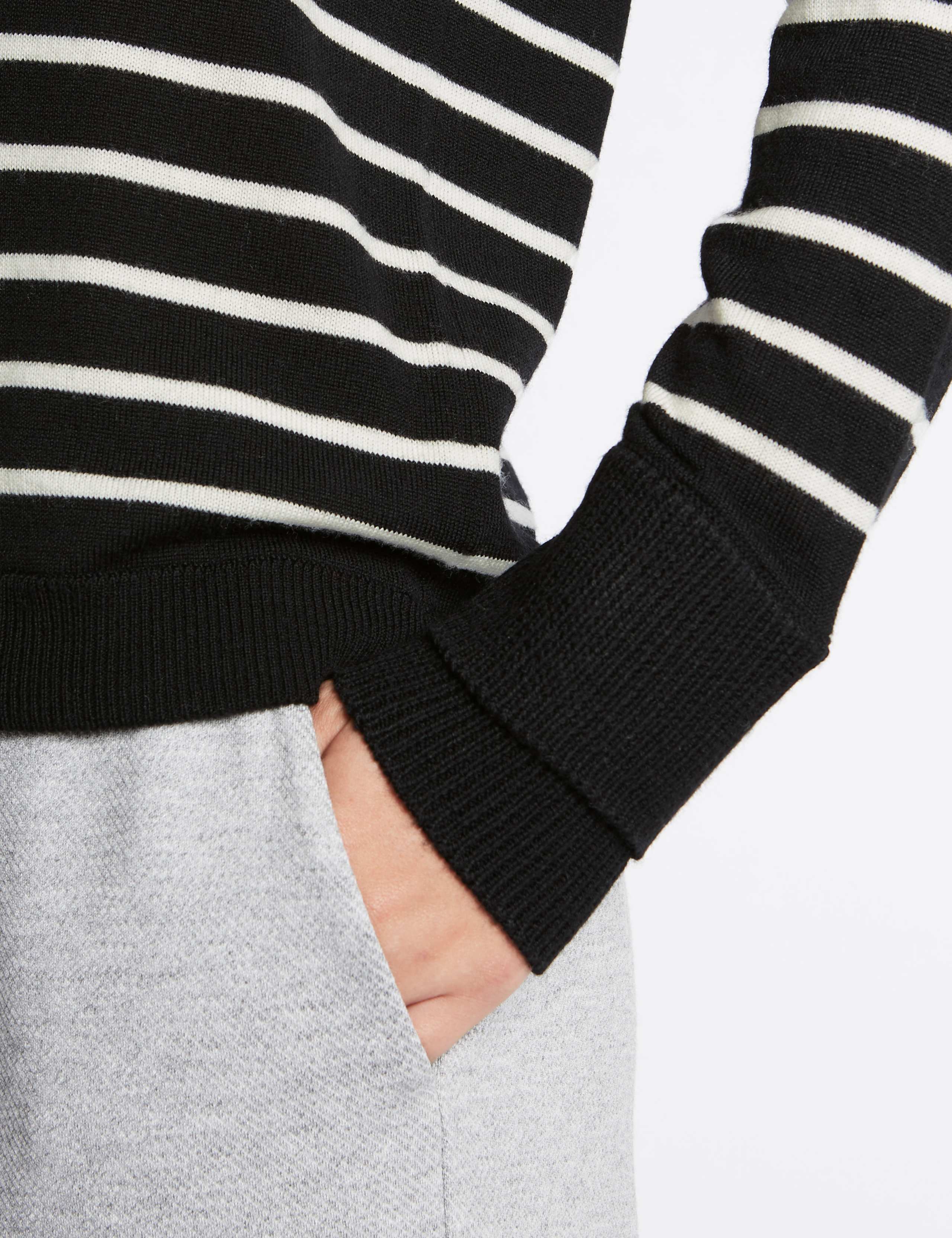 Pure Wool Drawstring Striped V-Neck Jumper | M&S Collection | M&S
