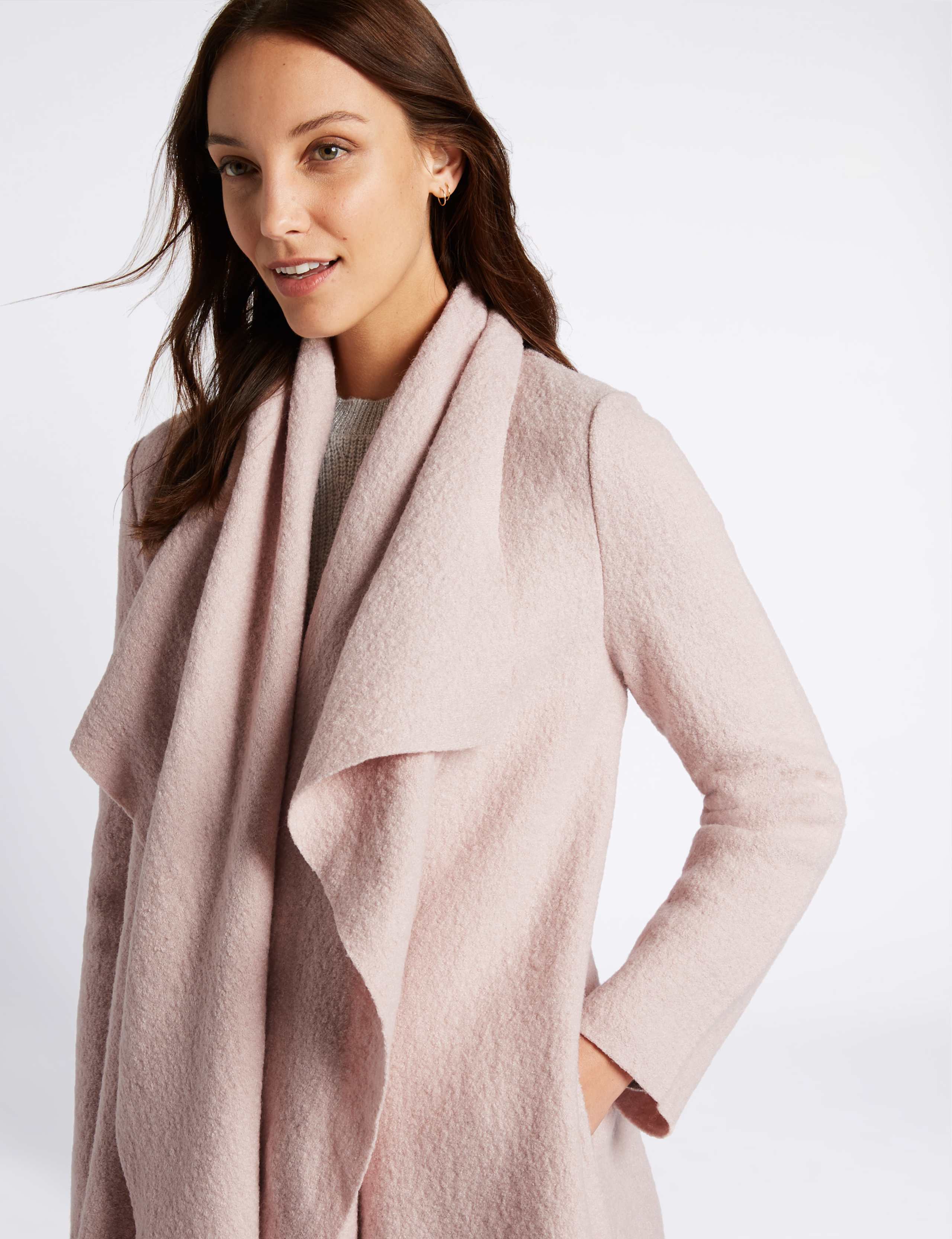 Wool Blend Textured Waterfall Jacket | M&S Collection | M&S IE