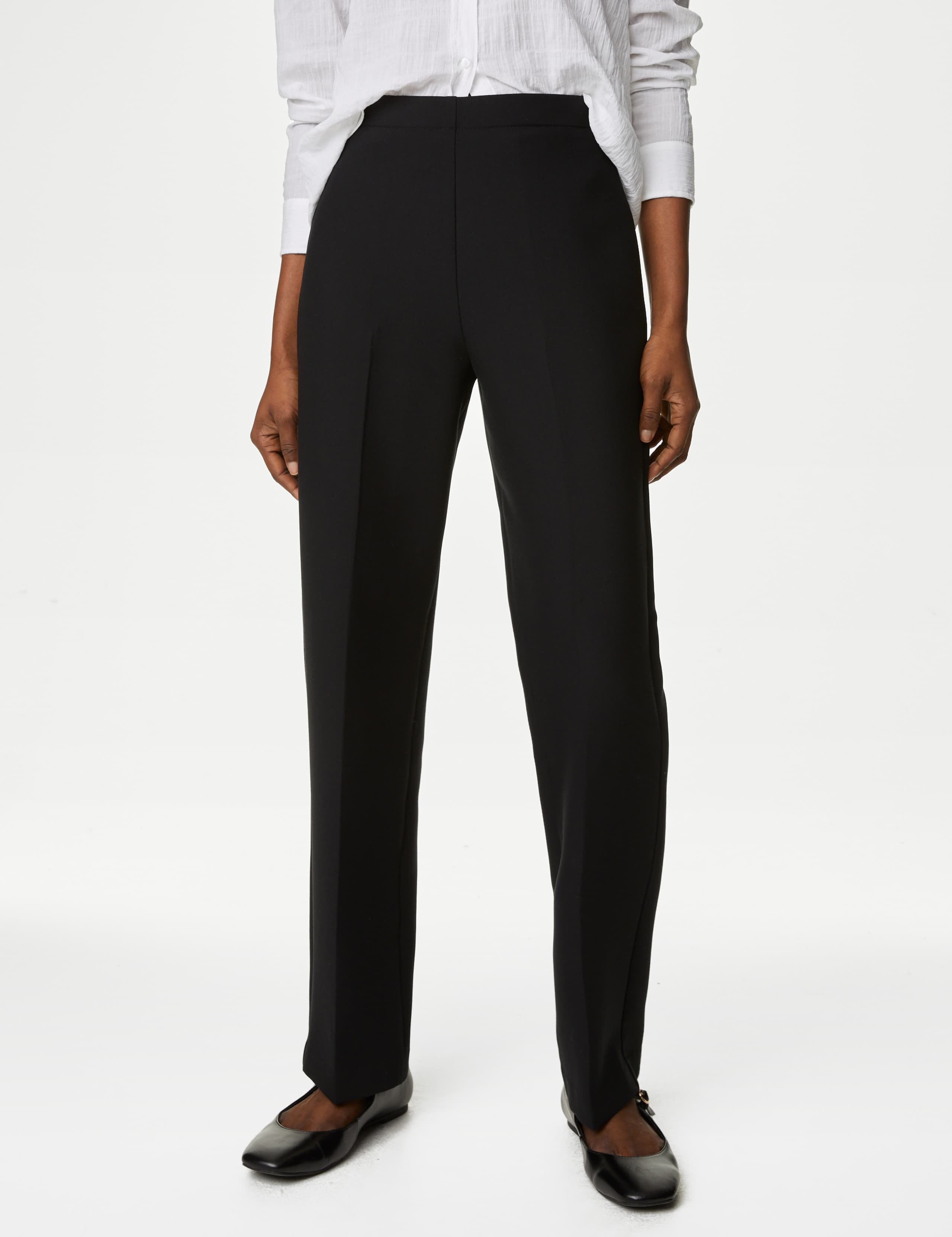 Woven Pintuck Straight Leg Trousers | M&S Collection | M&S