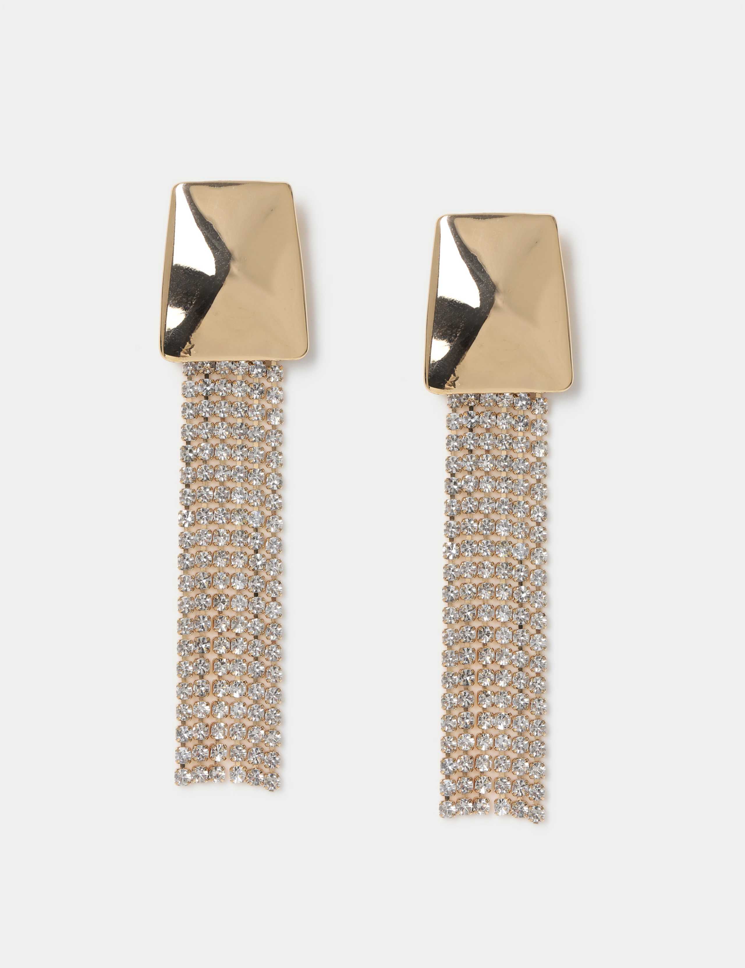 Gold Stud Fringe Cup chain Drop Earring | M&S Collection | M&S