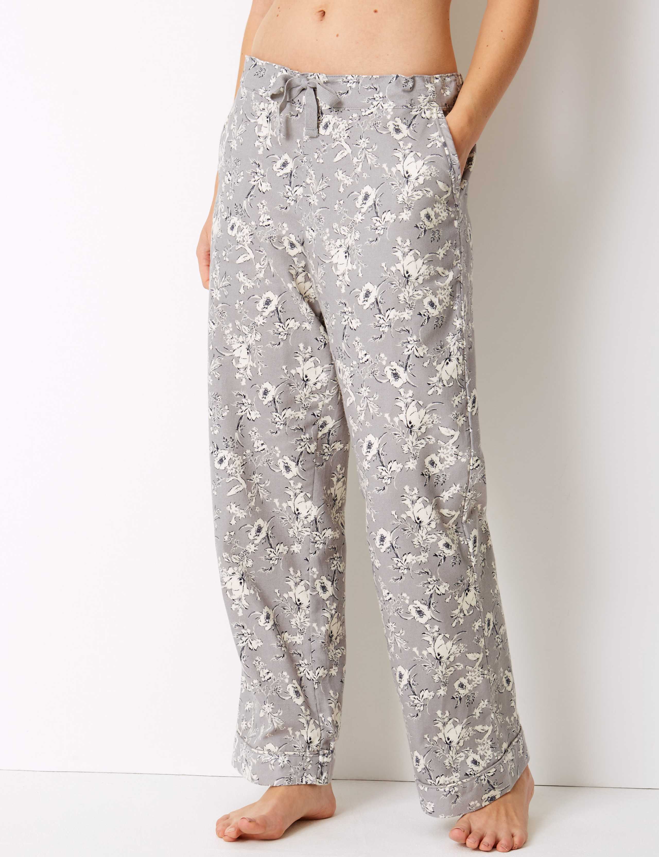 Pure Cotton Floral Print Pyjama Bottoms | M&S Collection | M&S IE