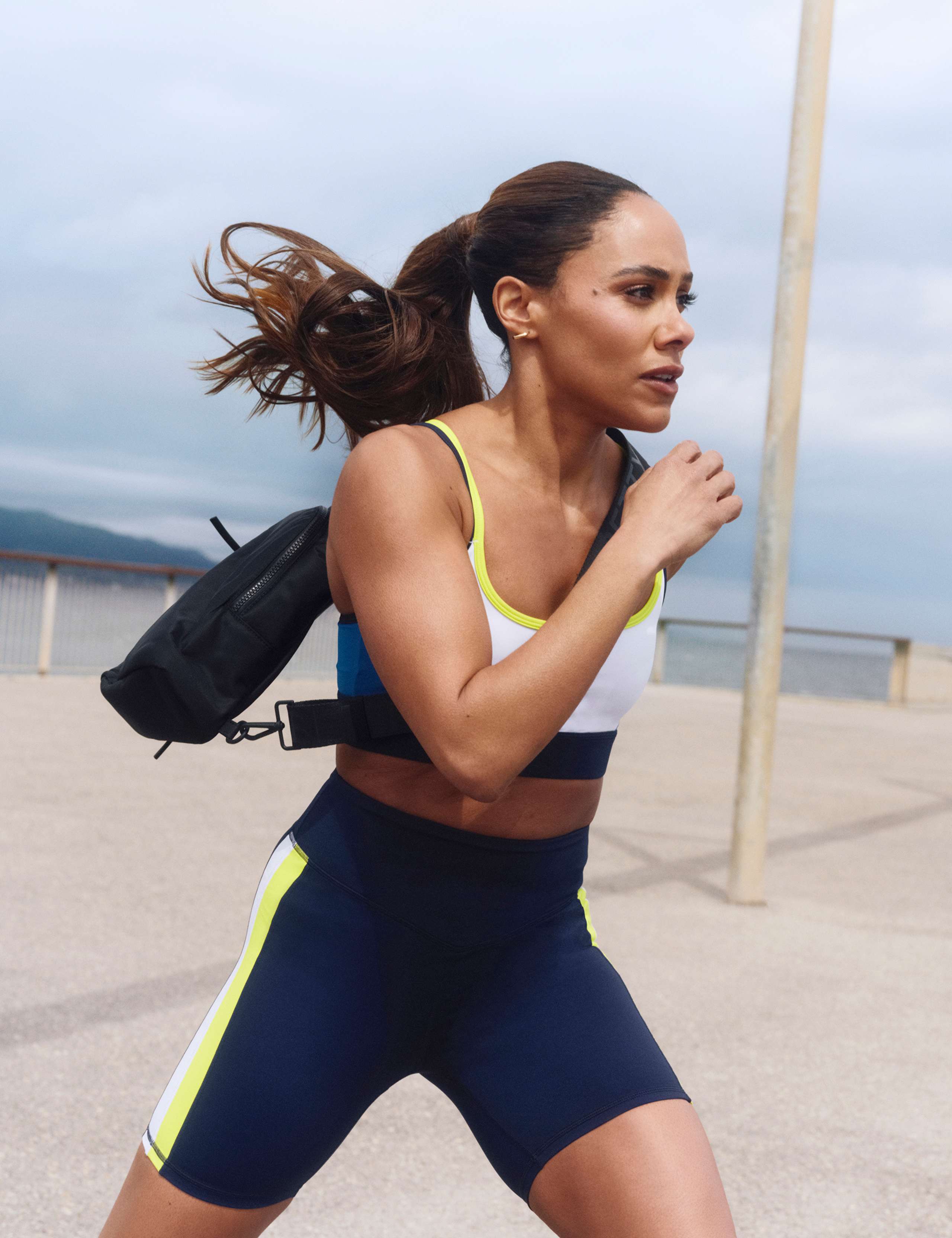 Sam Side Stripe High Waisted Gym Shorts | Lilybod | M&S