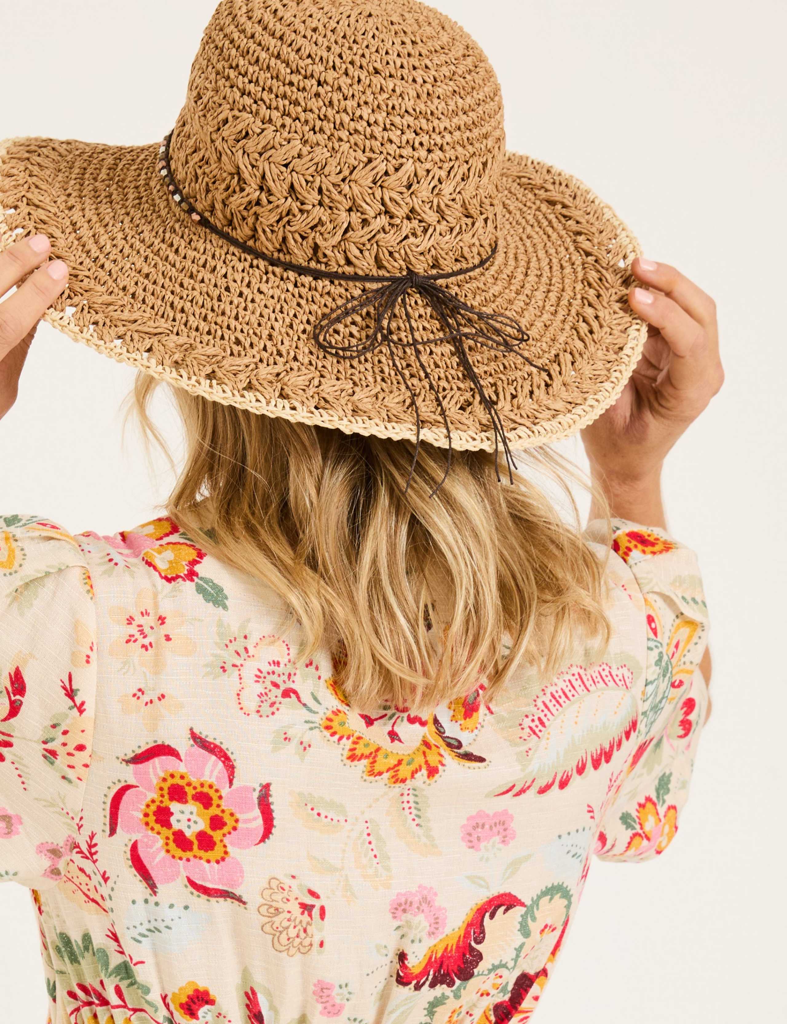 Straw Embellished Wide Brim Hat | FatFace | M&S