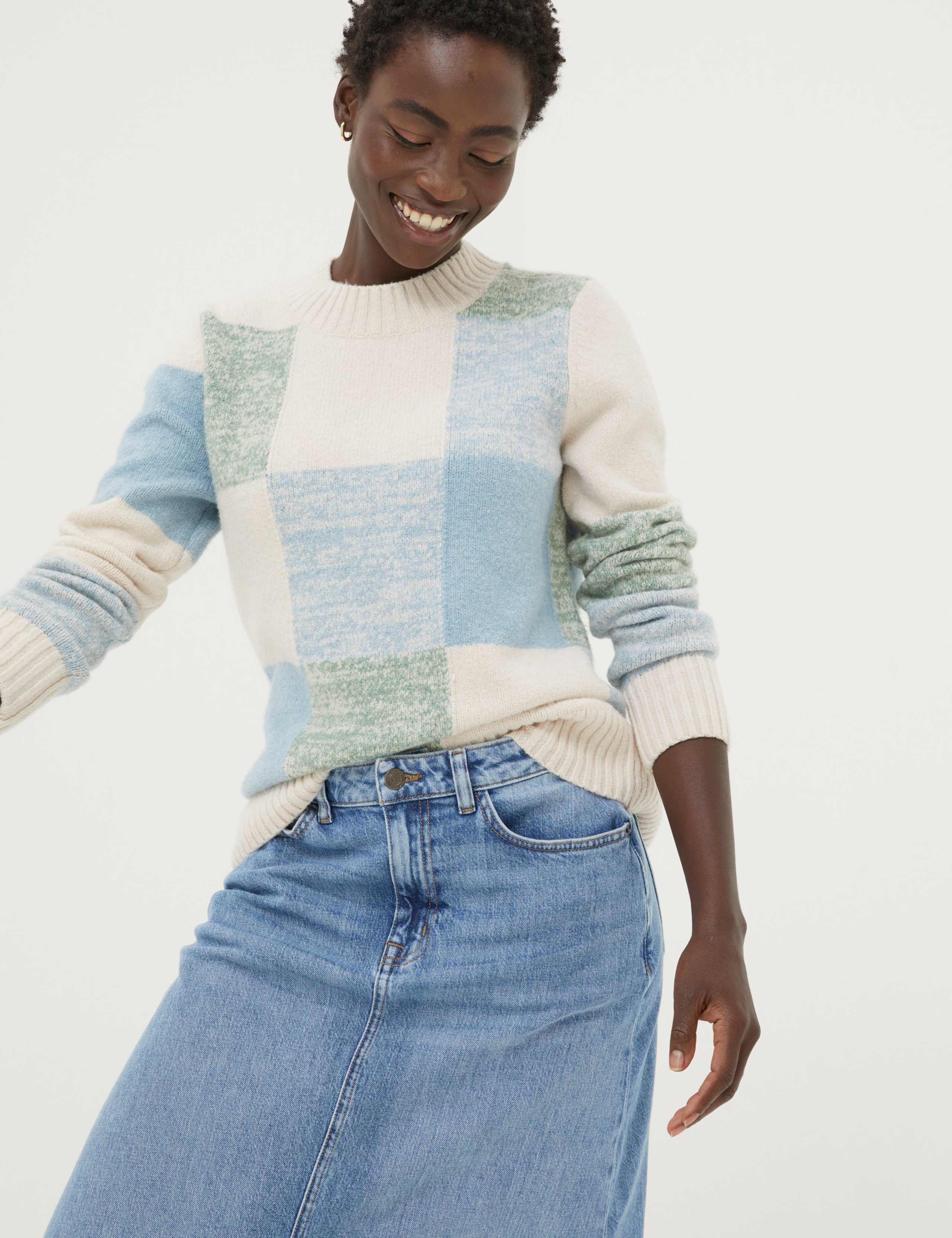 Cotton Rich Square Patterned Jumper | FatFace | M&S