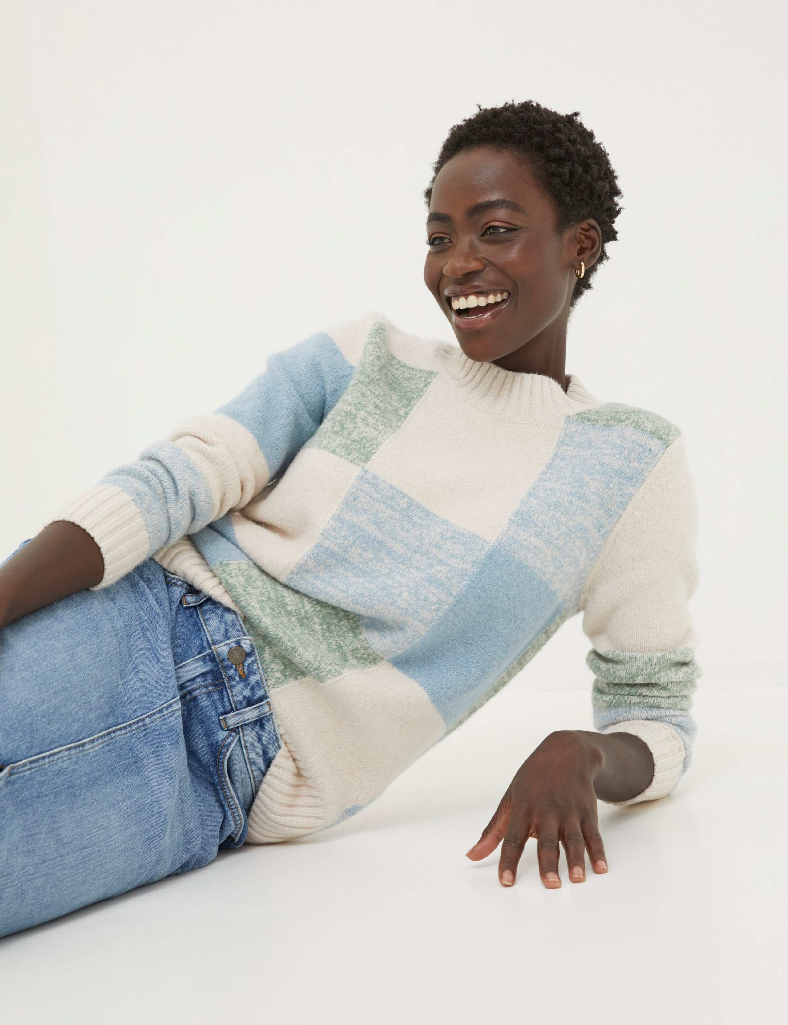 Cotton Rich Square Patterned Jumper | FatFace | M&S