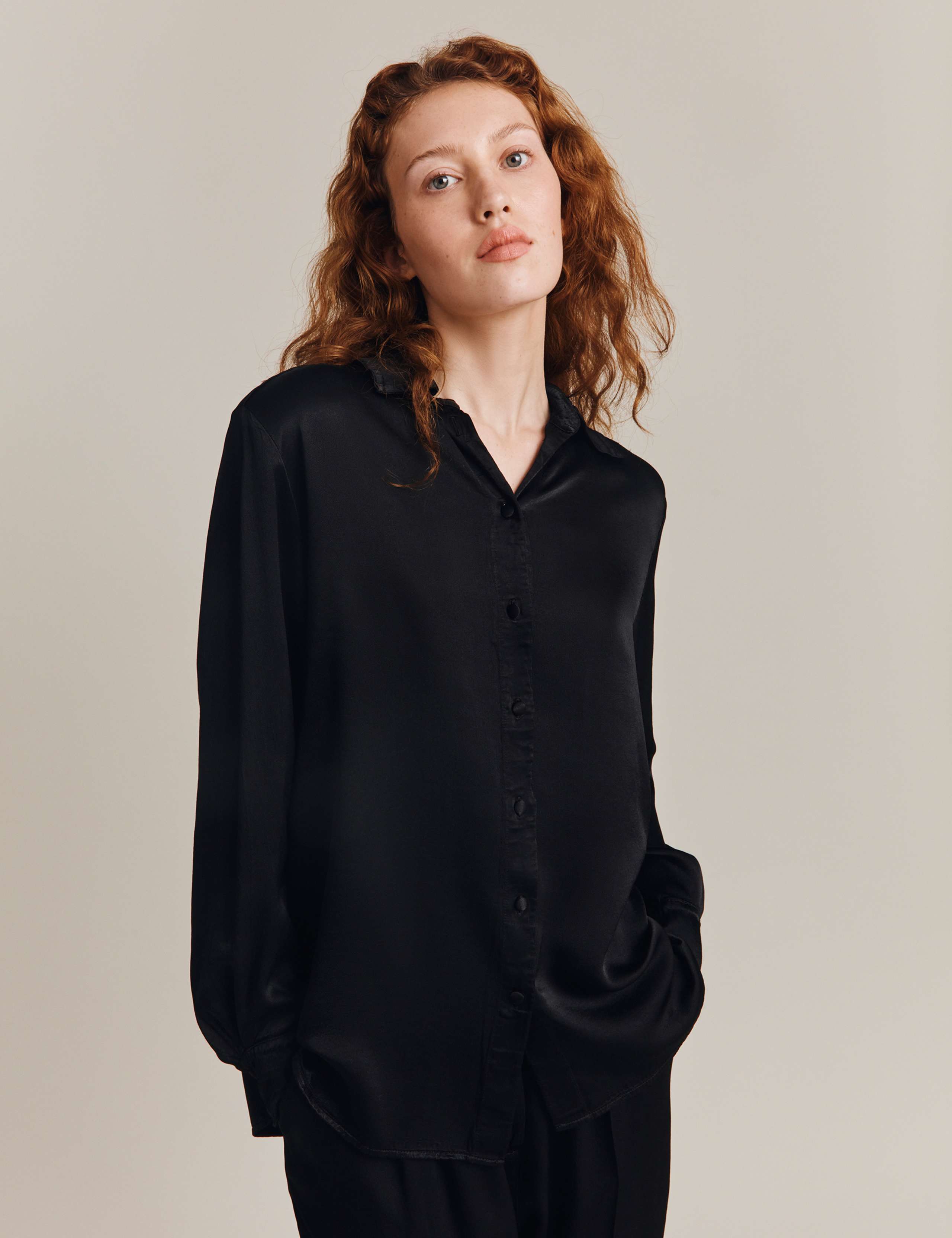 Satin Collared Button Through Shirt | Ghost | M&S