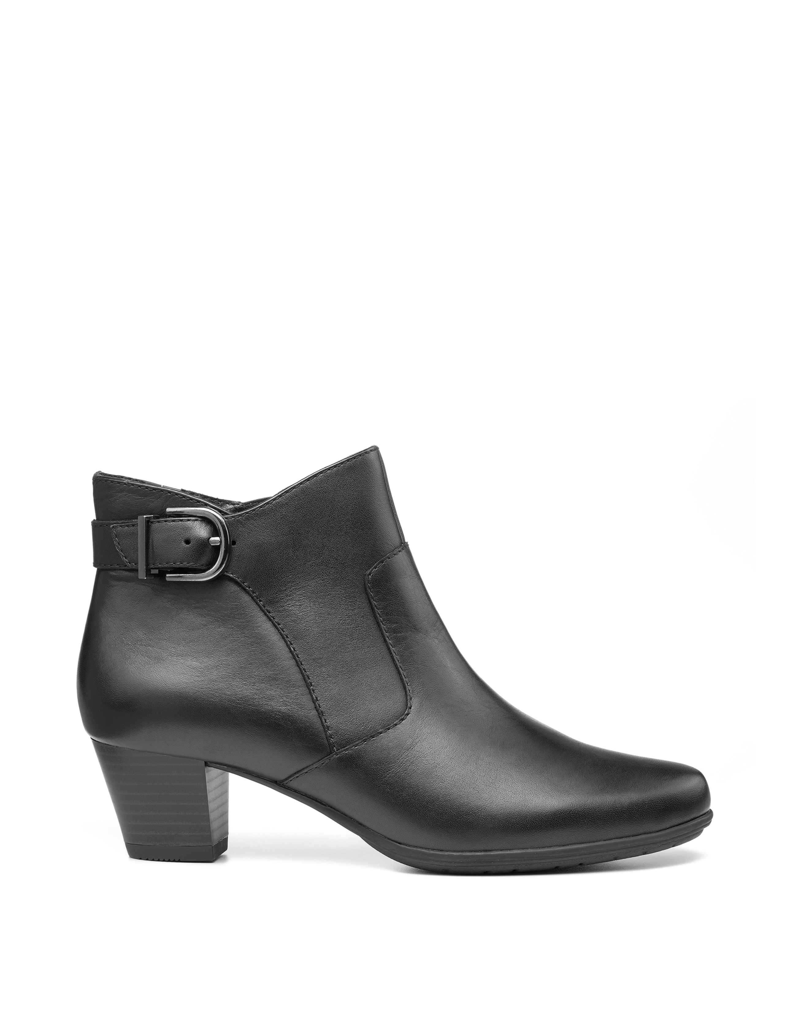 Addison Leather Buckle Block Heel Ankle Boots | Hotter | M&S