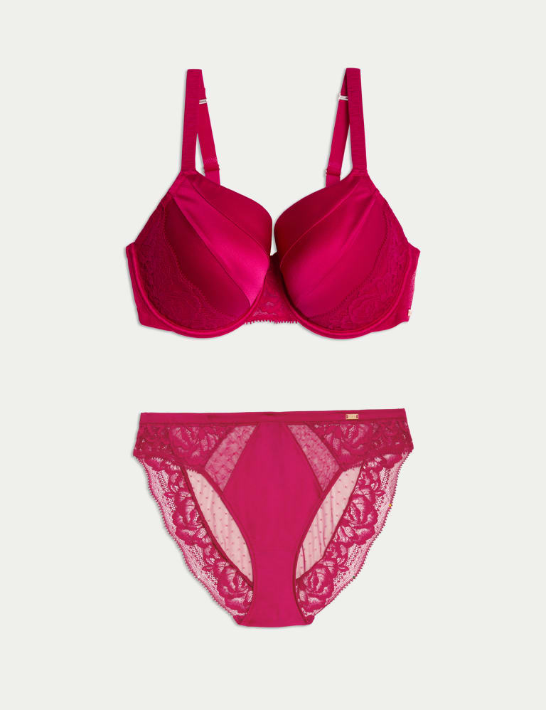 Silk & Lace Wired Full Cup Bra Set F-H | M&S