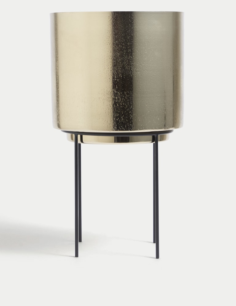Large Textured Gold Planter with Stand | M&S Collection | M&S