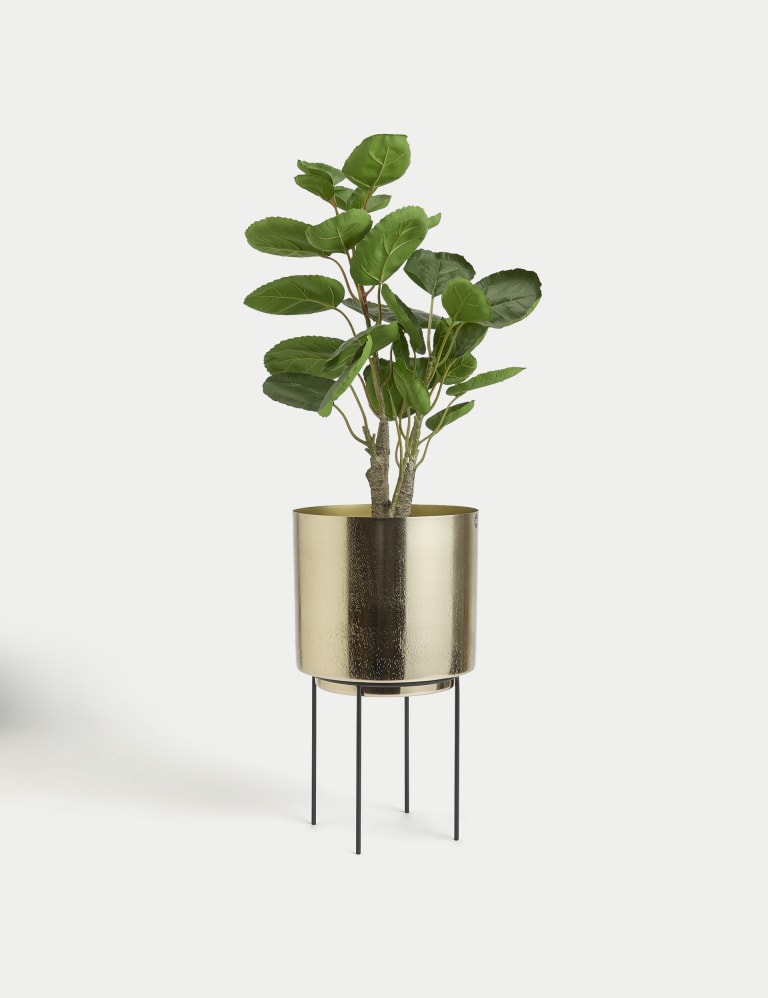 Large Textured Gold Planter with Stand | M&S Collection | M&S