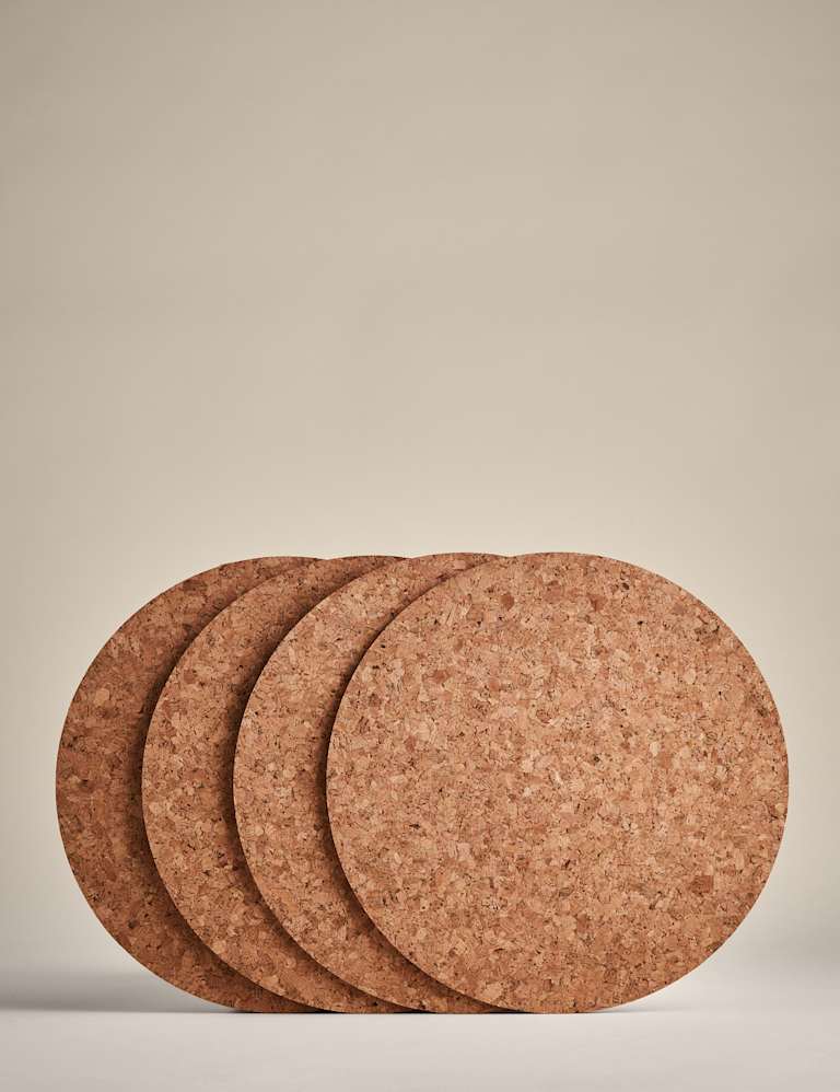 Set of 4 Round Cork Coasters | M&S Collection | M&S