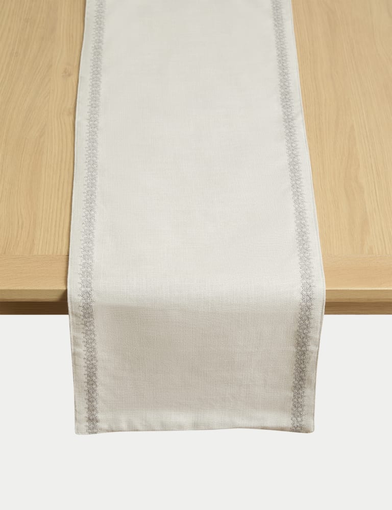 Pure Cotton Embroidered Table Runner | M&S X Fired Earth | M&S