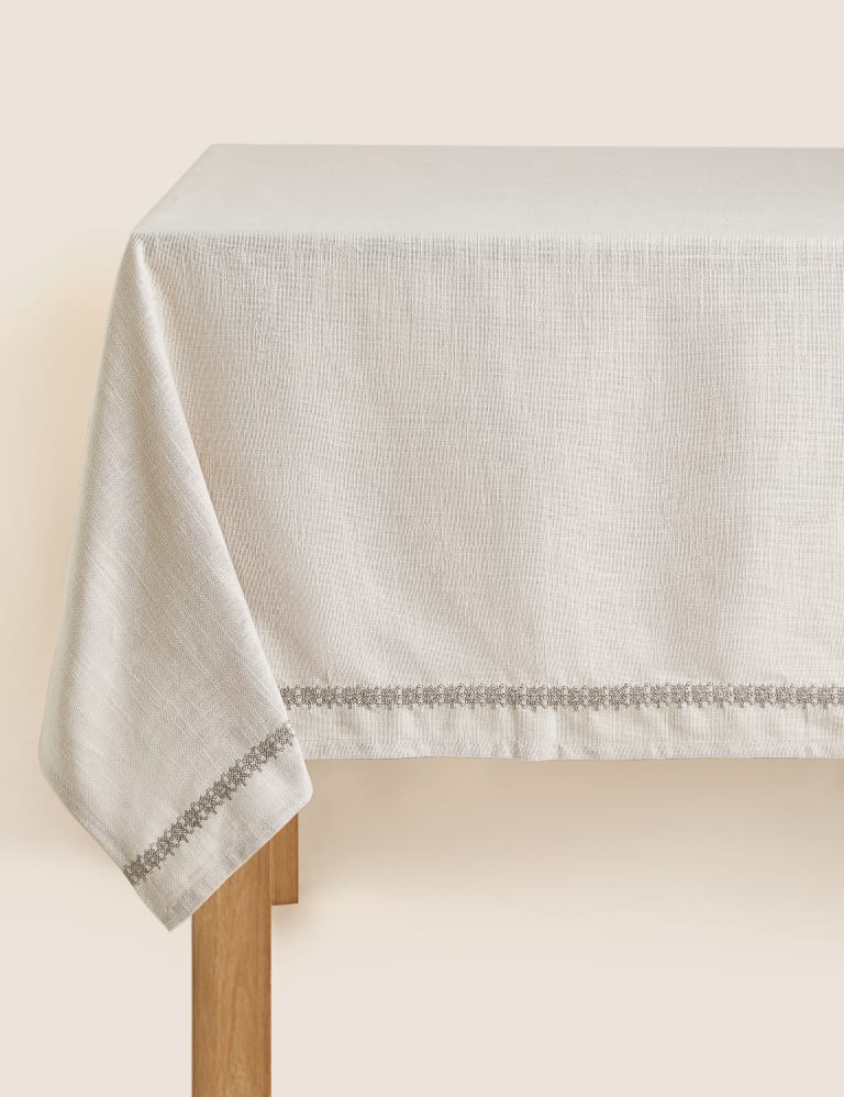 Pure Cotton Embroidered Tablecloth | M&S X Fired Earth | M&S