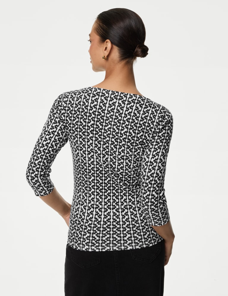 Pure Cotton Printed Slim Fit Slash Neck Top | M&S Collection | M&S