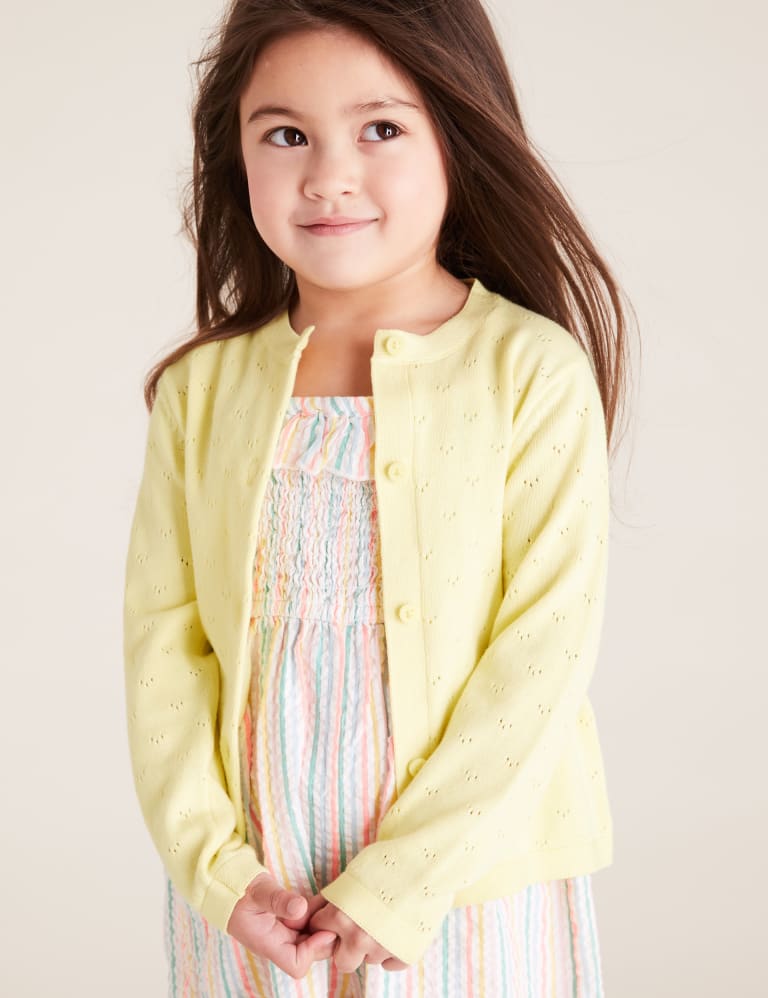 Pure Cotton Pointelle Cardigan (2-7 Yrs) | M&S IE