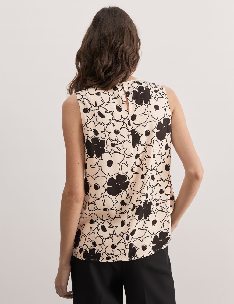 Silk Rich Printed Crew neck Top | JAEGER | M&S IE