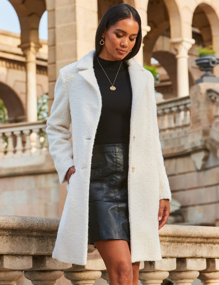 Borg Collared Single Breasted Coat | SOSANDAR | M&S